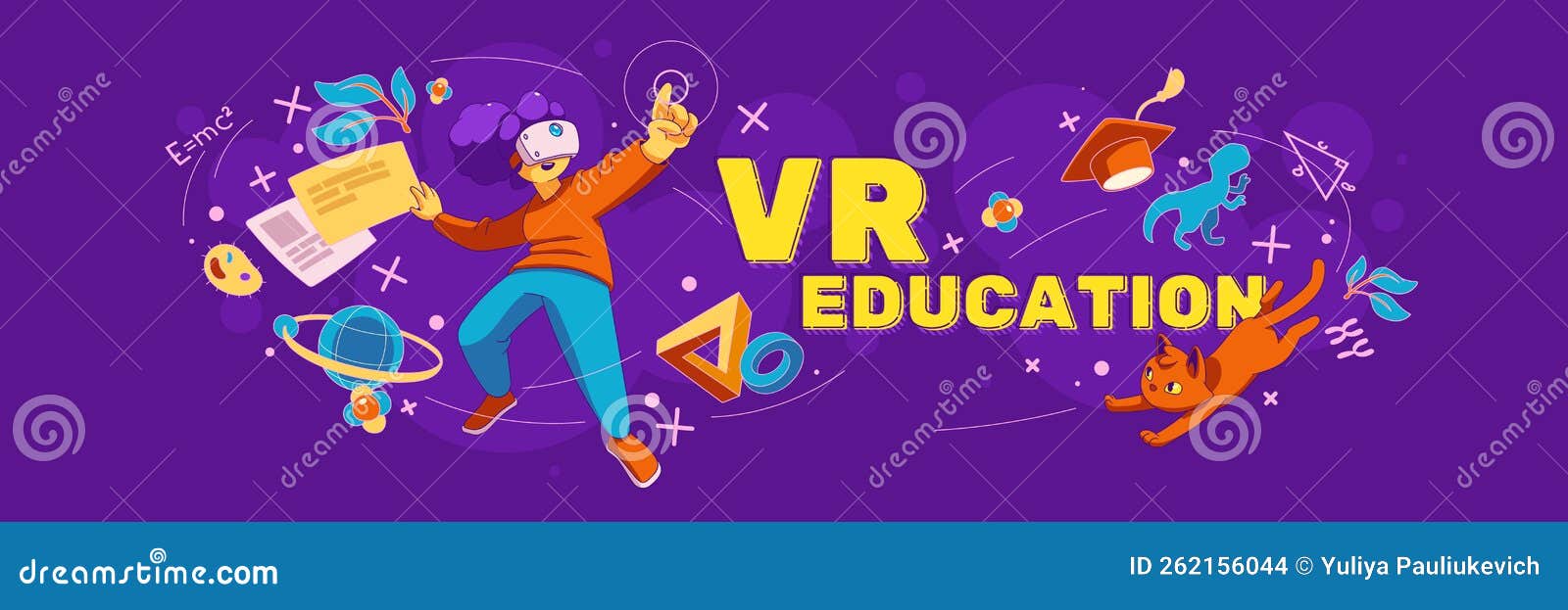 VR Education Poster, Virtual Reality Technologies Stock Illustration ...