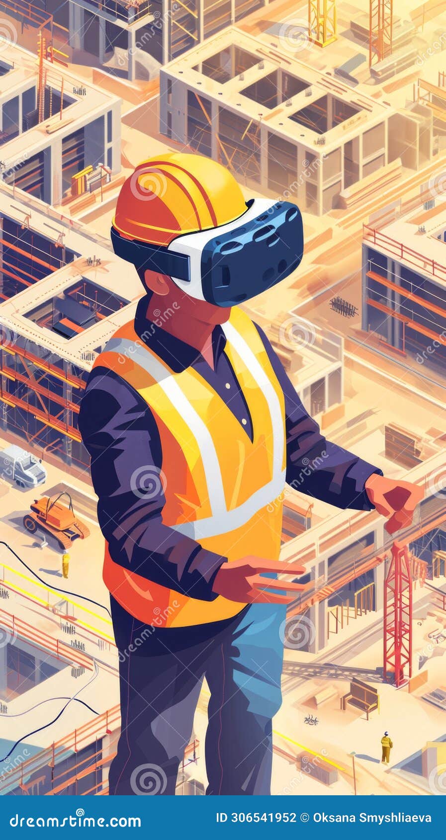 VR-Enabled Construction Oversight. Worker Manages Construction Site ...