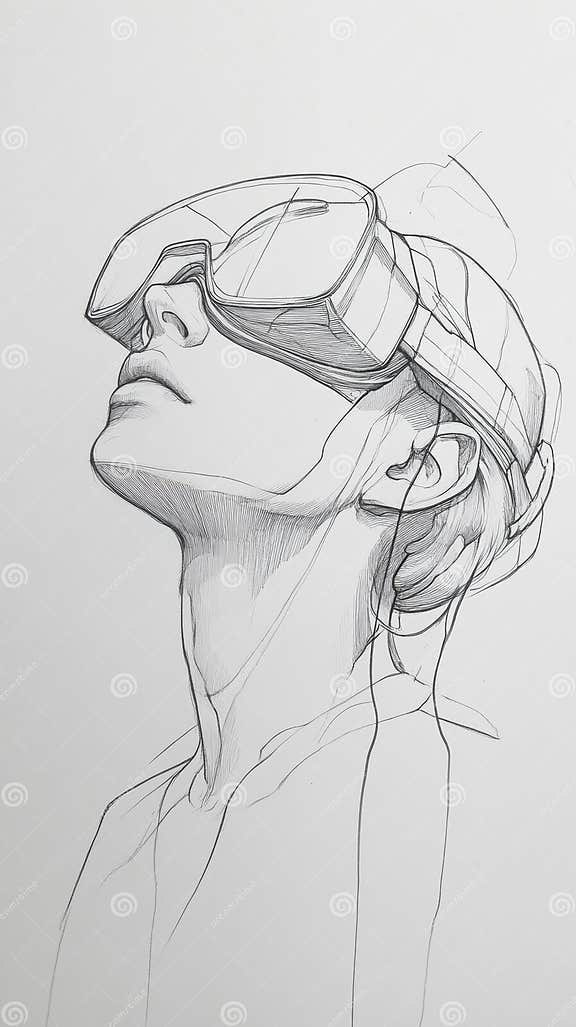 VR Experience - Immersive Portrait Drawing Stock Illustration ...