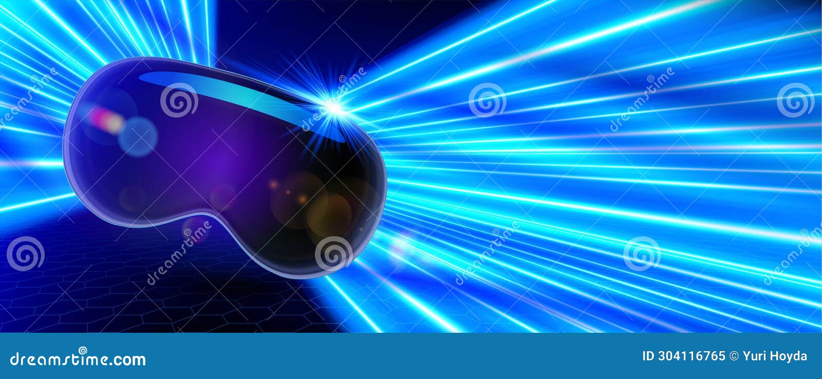Vr Fast LinesVirtual Reality Headset on Light Rays Background. VR ...