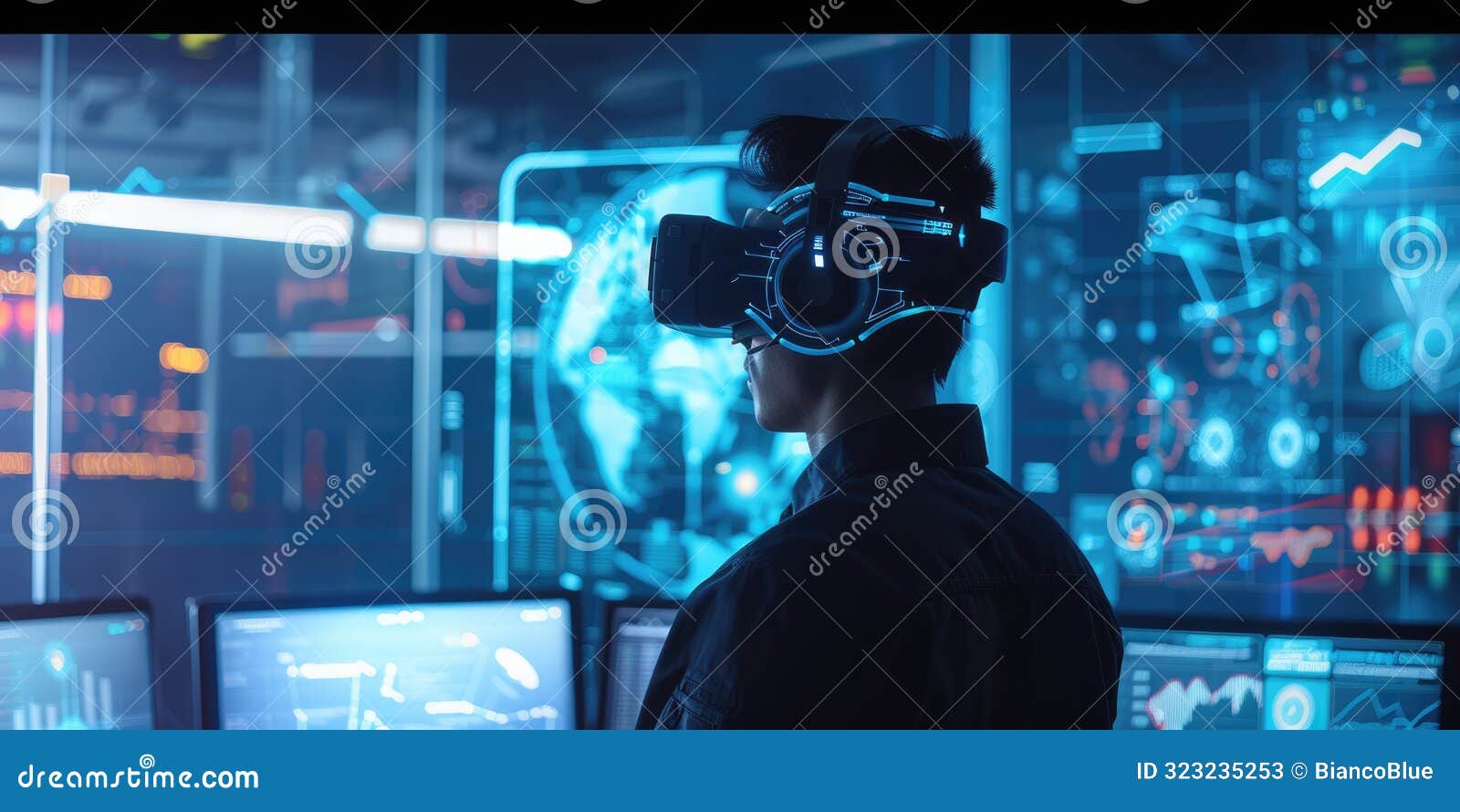 VR Game Designer with AI in Futuristic Lab AIG60 Stock Image - Image of ...