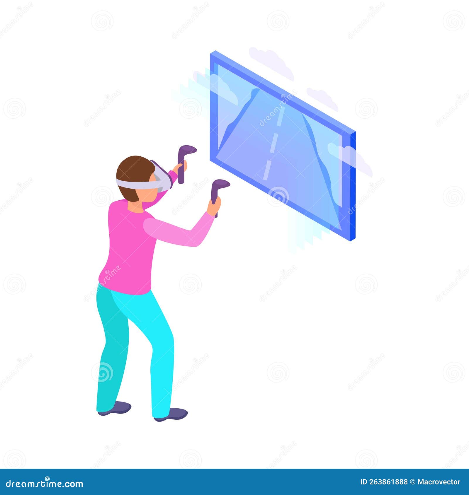 VR Game Playing Composition Stock Illustration - Illustration of ...