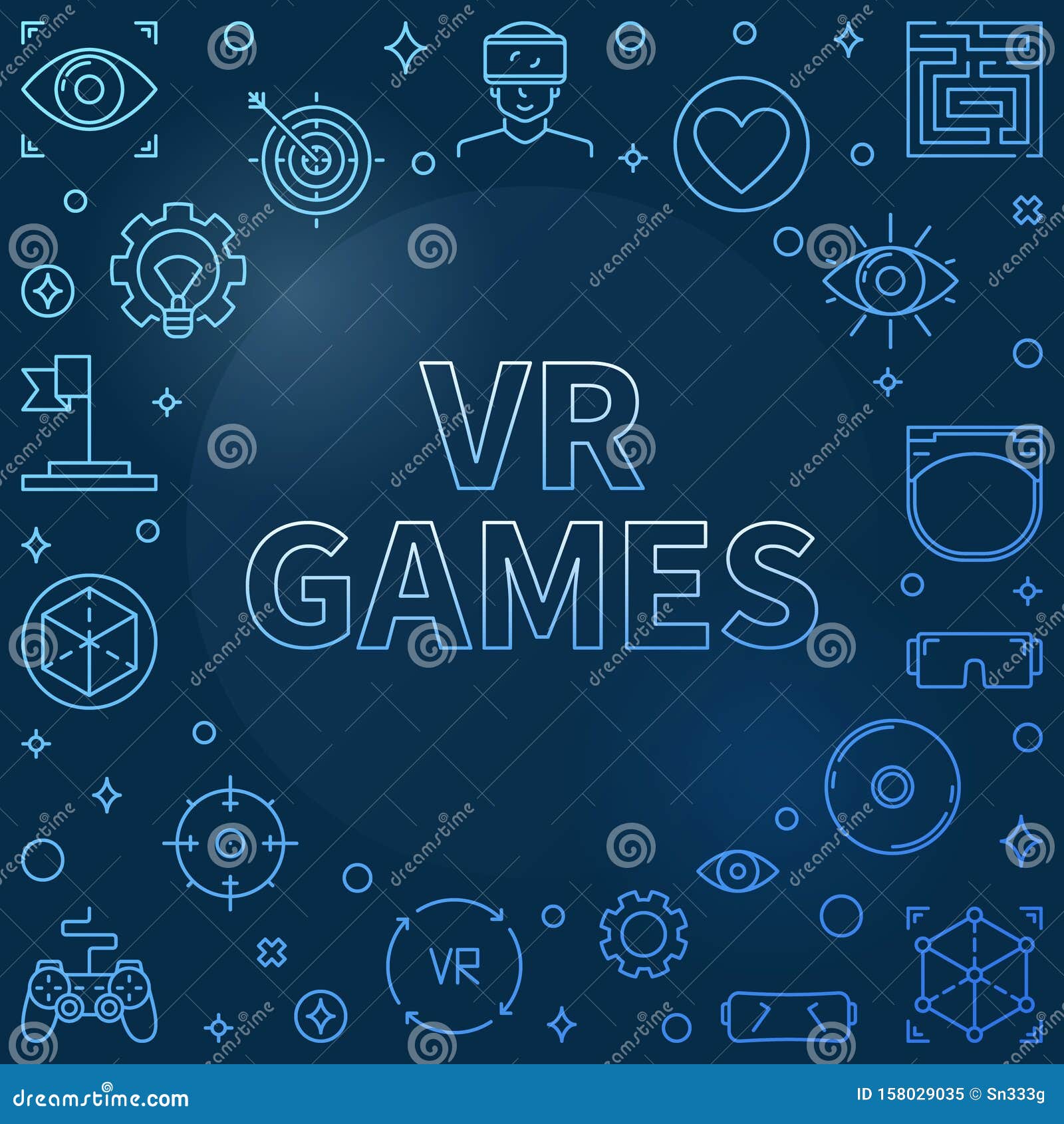 VR Games Blue Linear Frame - Vector Virtual Reality Illustration Stock ...