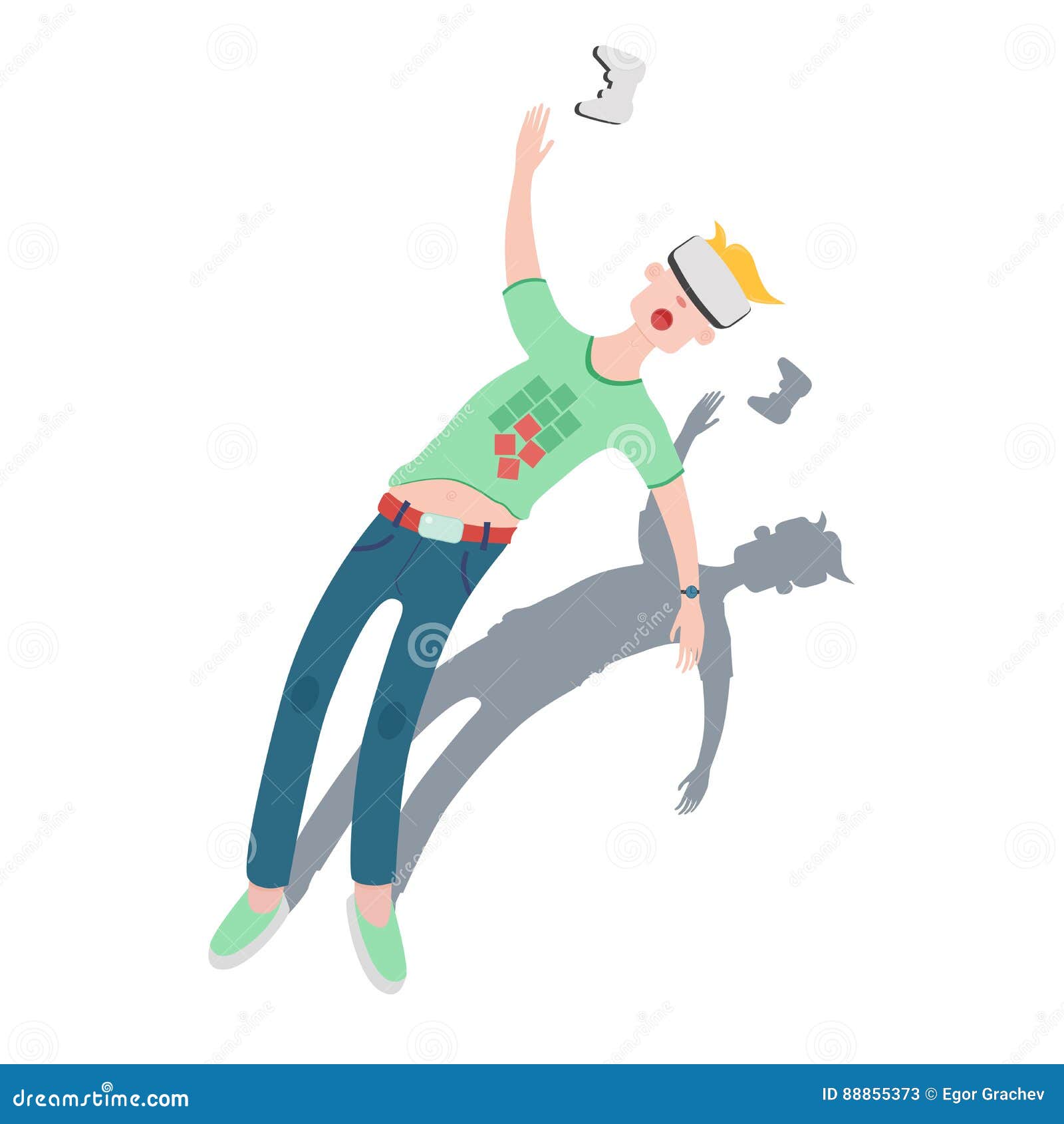 Vr games and falling stock vector. Illustration of entertainment - 88855373