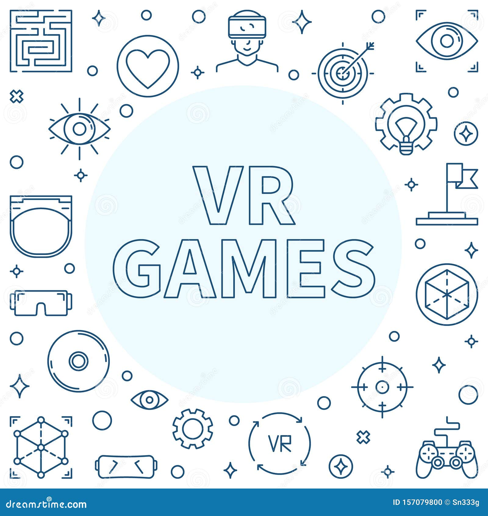VR Games Line Frame. Vector Virtual Reality Games Illustration Stock ...