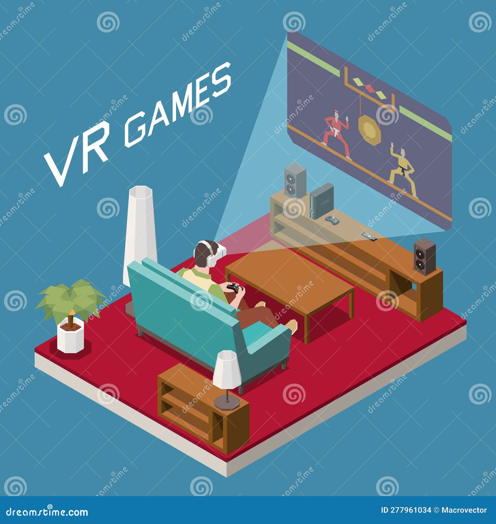 VR Gaming Isometric Composition Stock Vector - Illustration of ...