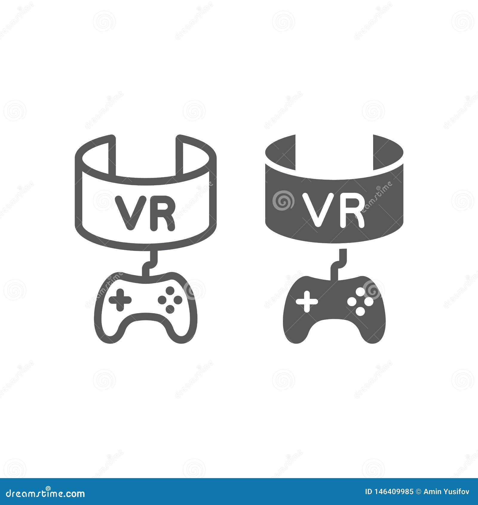 VR Gaming Line and Glyph Icon, Device and Entertainment, Virtual ...