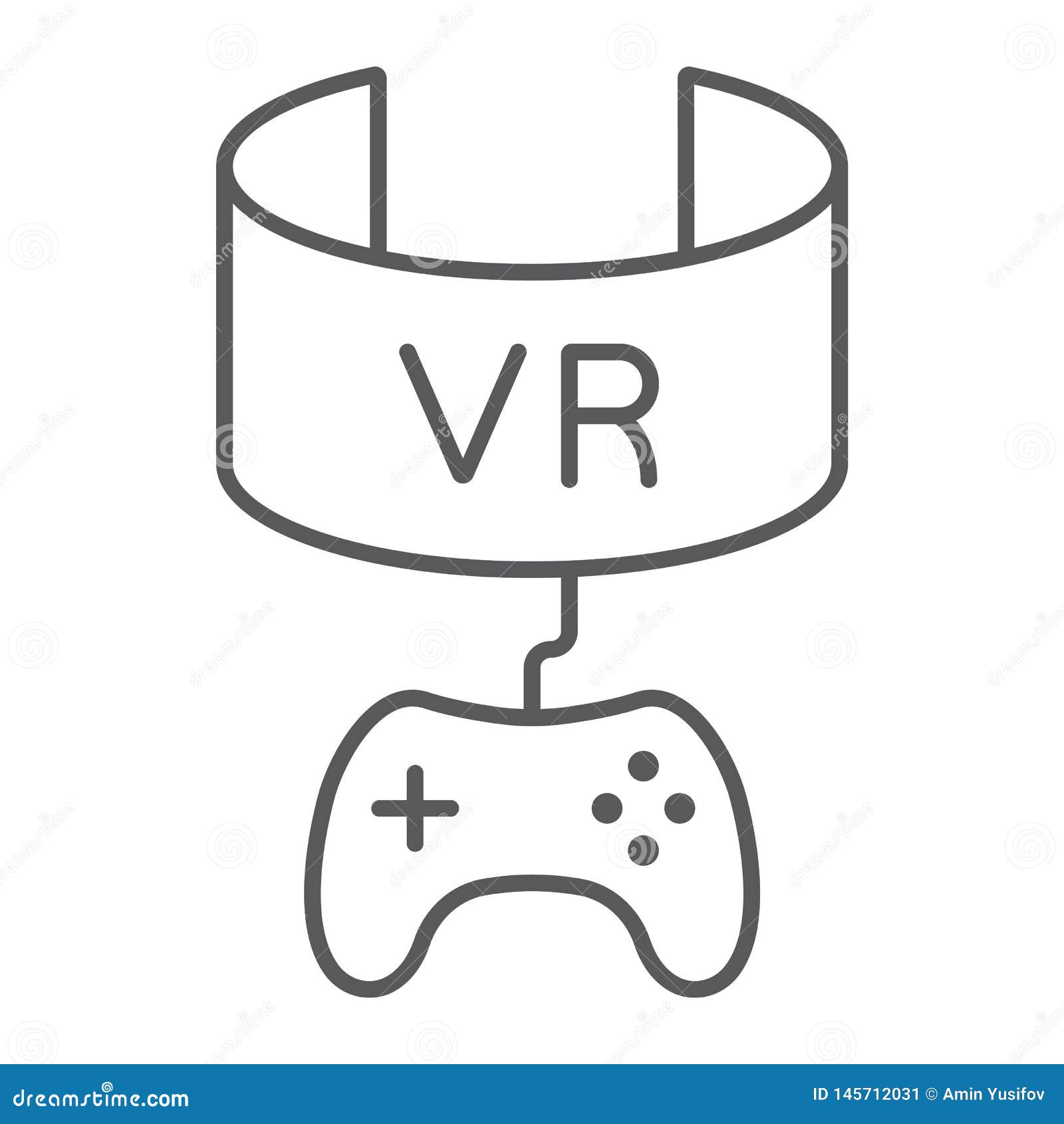 VR Gaming Thin Line Icon, Device and Entertainment, Virtual Reality ...