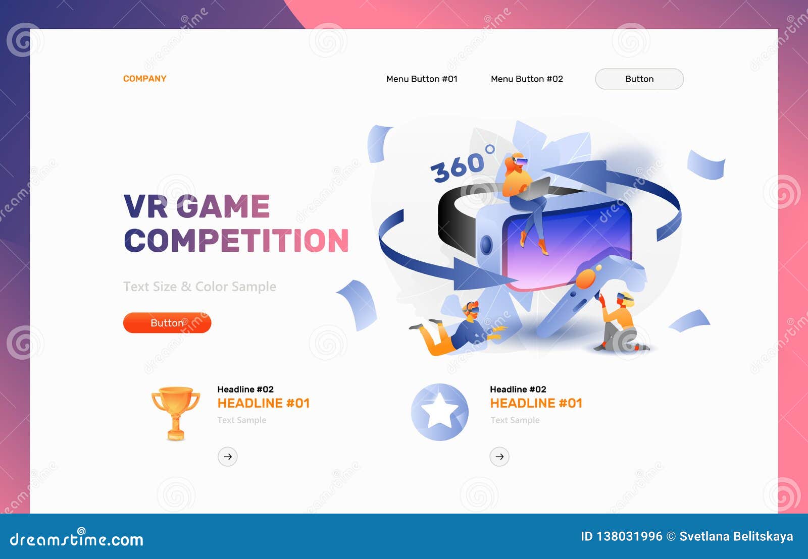 VR Gaming Website Header stock vector. Illustration of design - 138031996