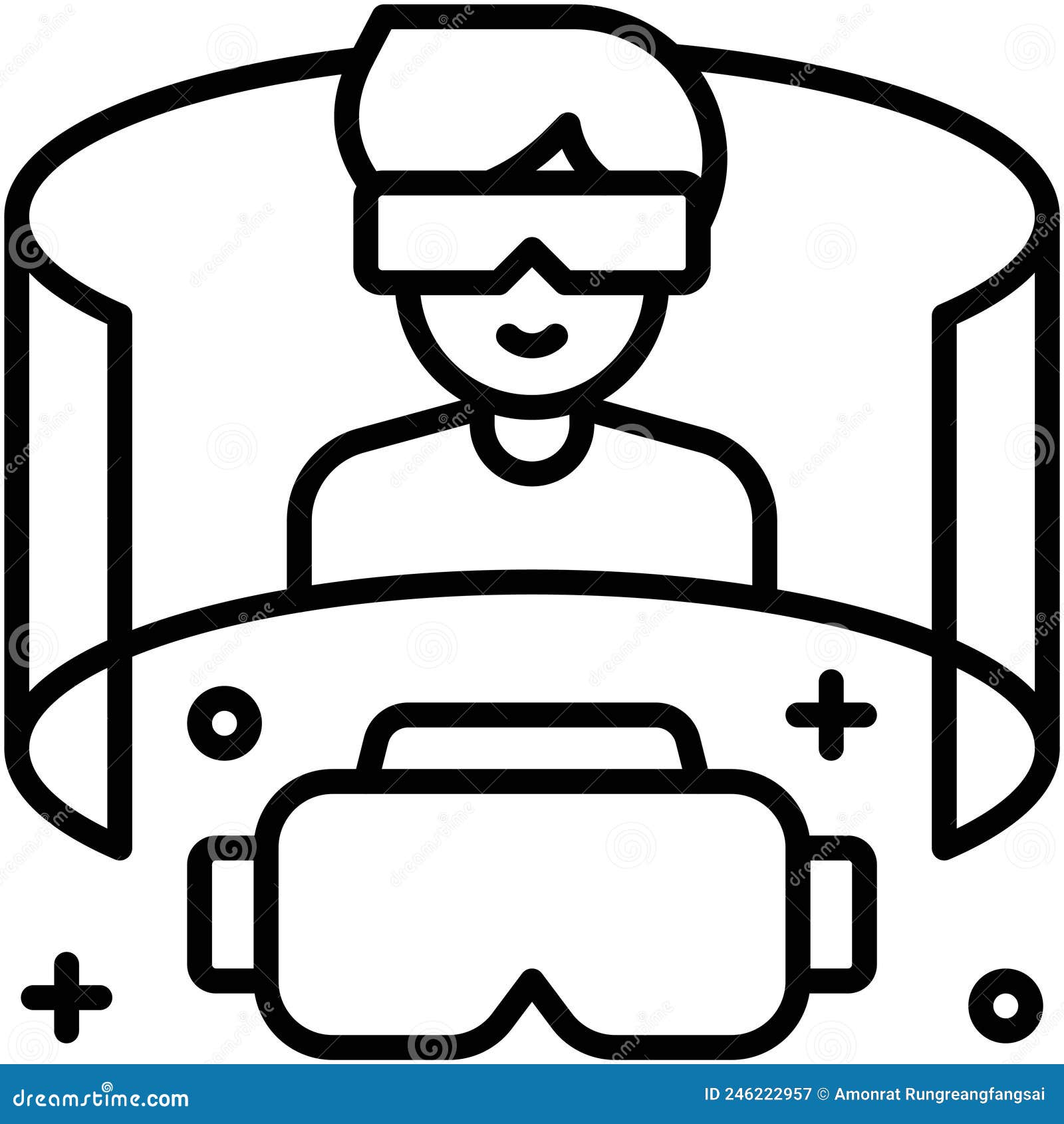 VR Glasses and Avatar on Curved Screen Icon, Metaverse Related Vector ...
