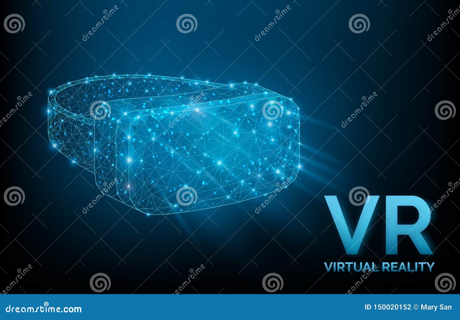 VR Glasses, Headset, Virtual Reality Helmet Silhouette with Signals ...