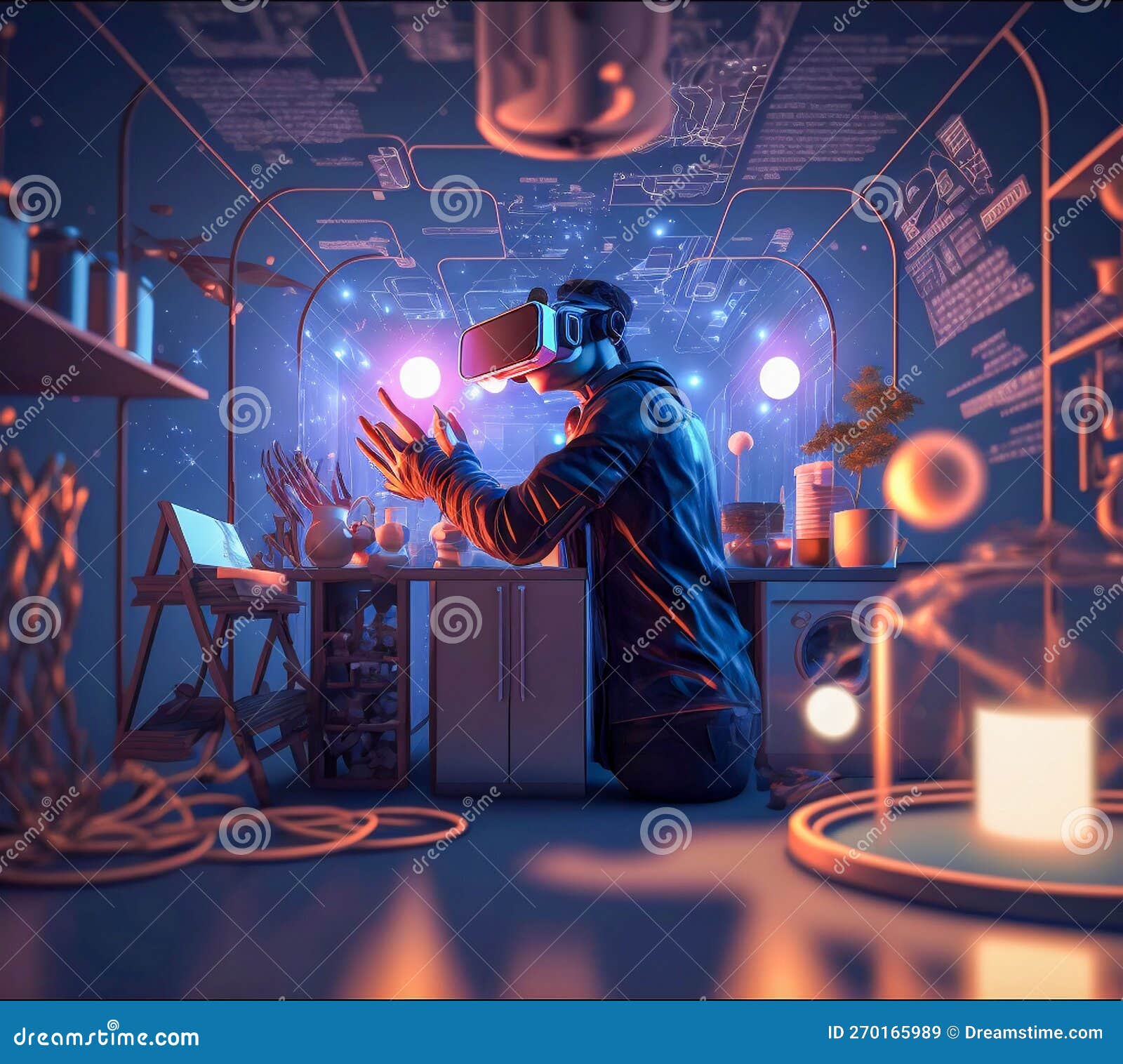VR Glasses and Metaverse stock illustration. Illustration of interact ...