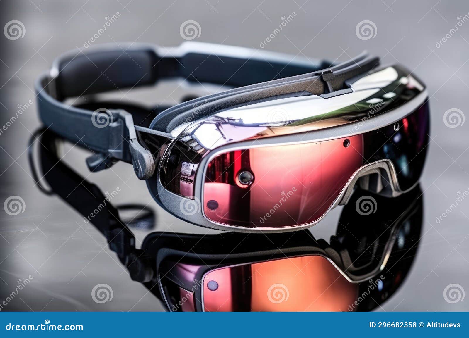 Vr Glasses on a Shiny Reflective Surface Stock Illustration ...