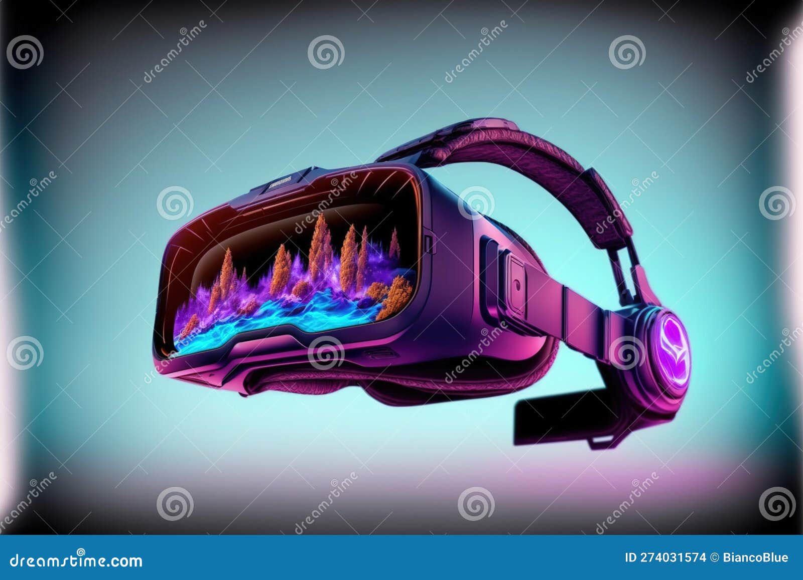 VR Goggle Glasses Reflection of Metaverse Cyberspace with Neon Light ...