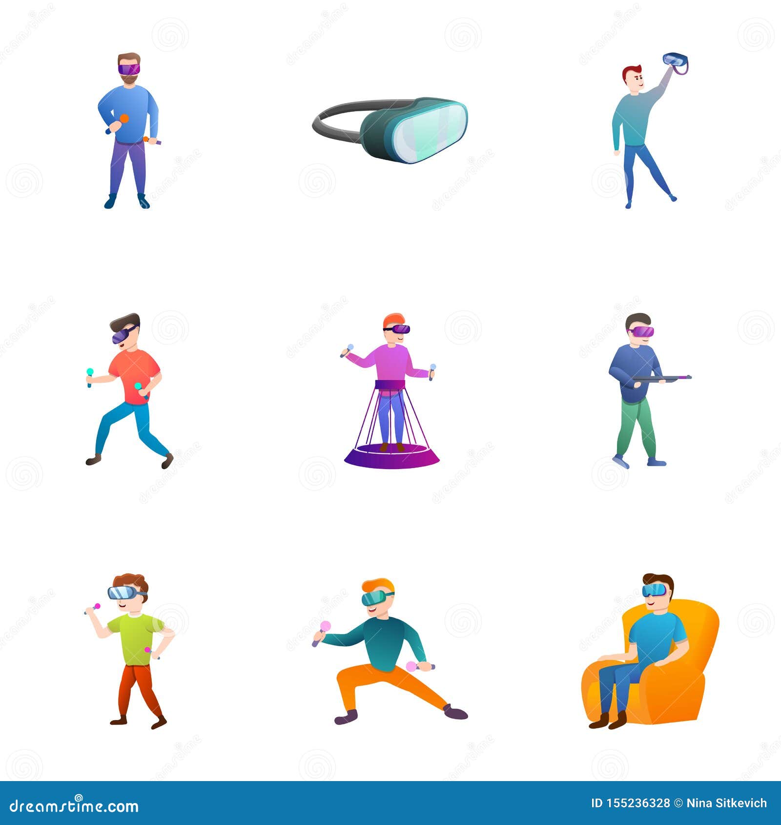 Vr Goggles Icon Set, Cartoon Style Stock Vector - Illustration of ...
