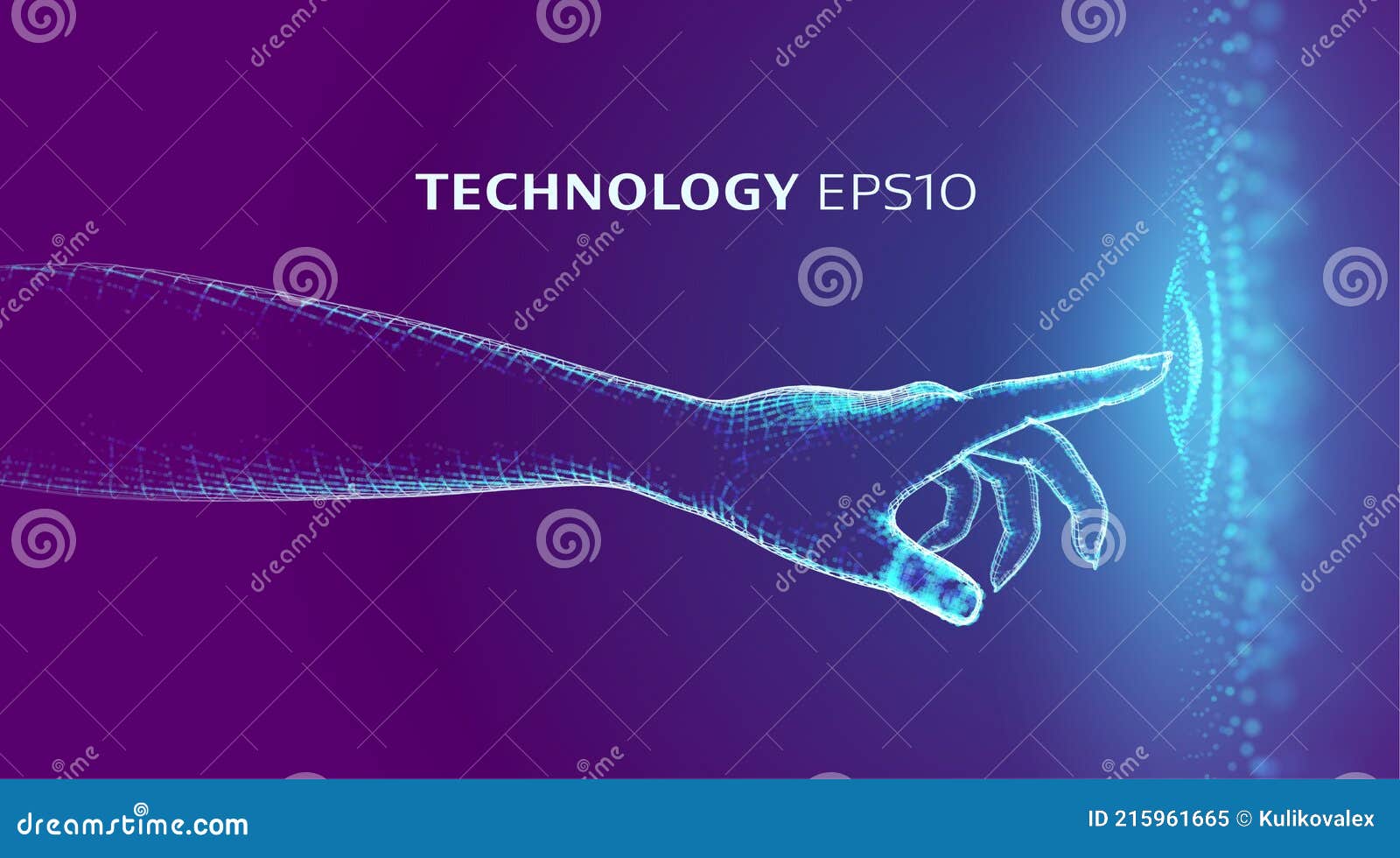 VR Hand Touch Signature. Fingerprint Unlock Virtual Reality Technology ...