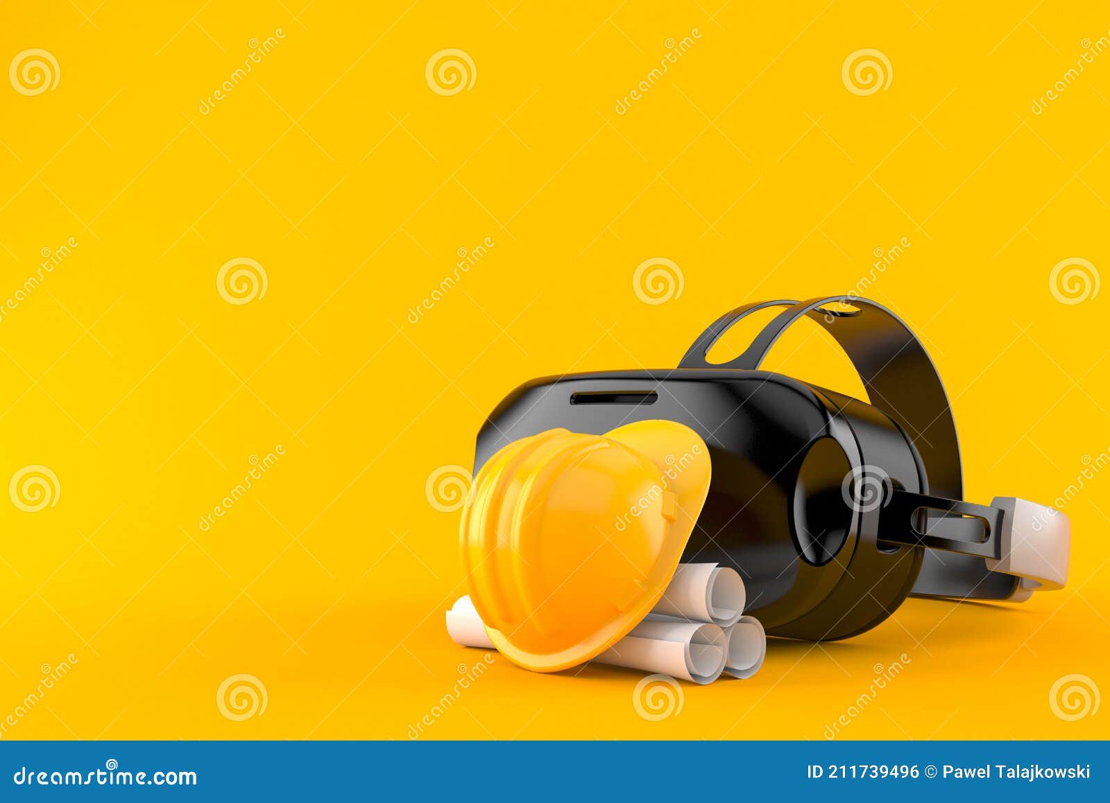 VR headset with blueprints stock illustration. Illustration of ...