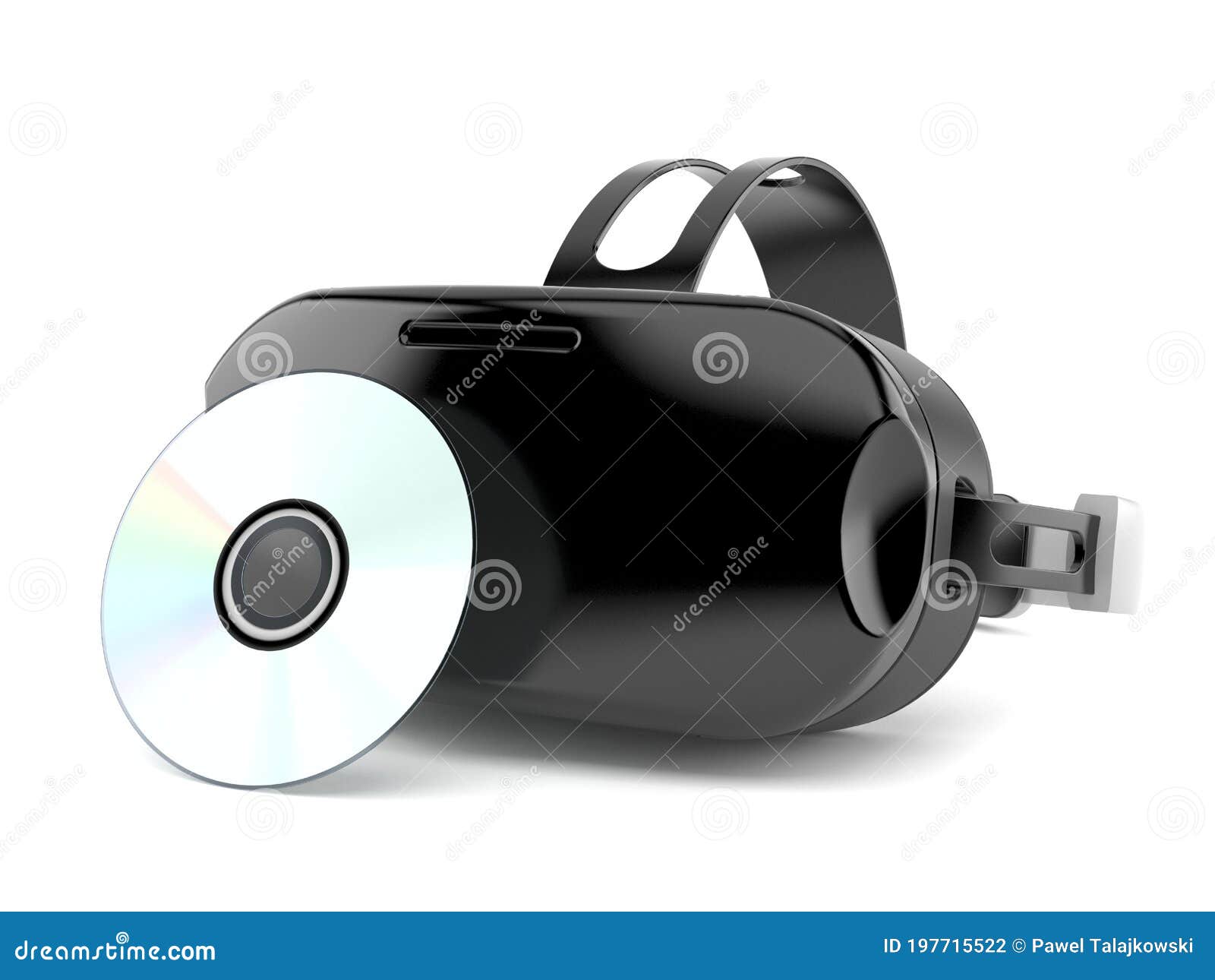 VR headset with cd disc stock illustration. Illustration of music ...