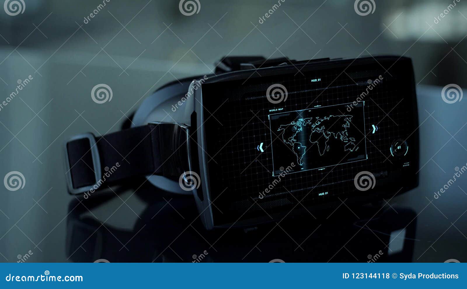 Vr Headset with Coding and World Map on Screen Stock Footage - Video of ...