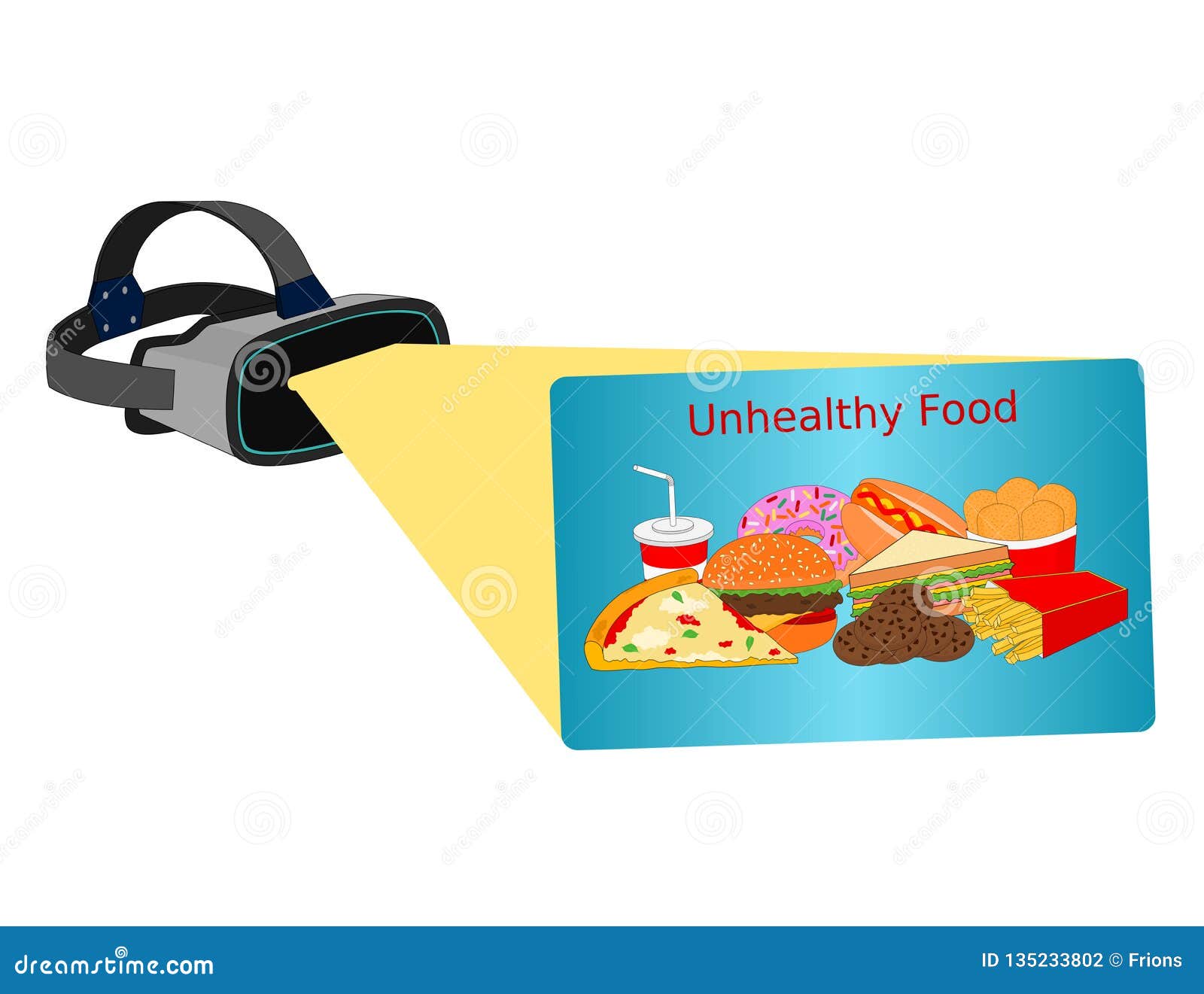 Vr Headset Device Display Fast Food Menu Stock Vector - Illustration of ...
