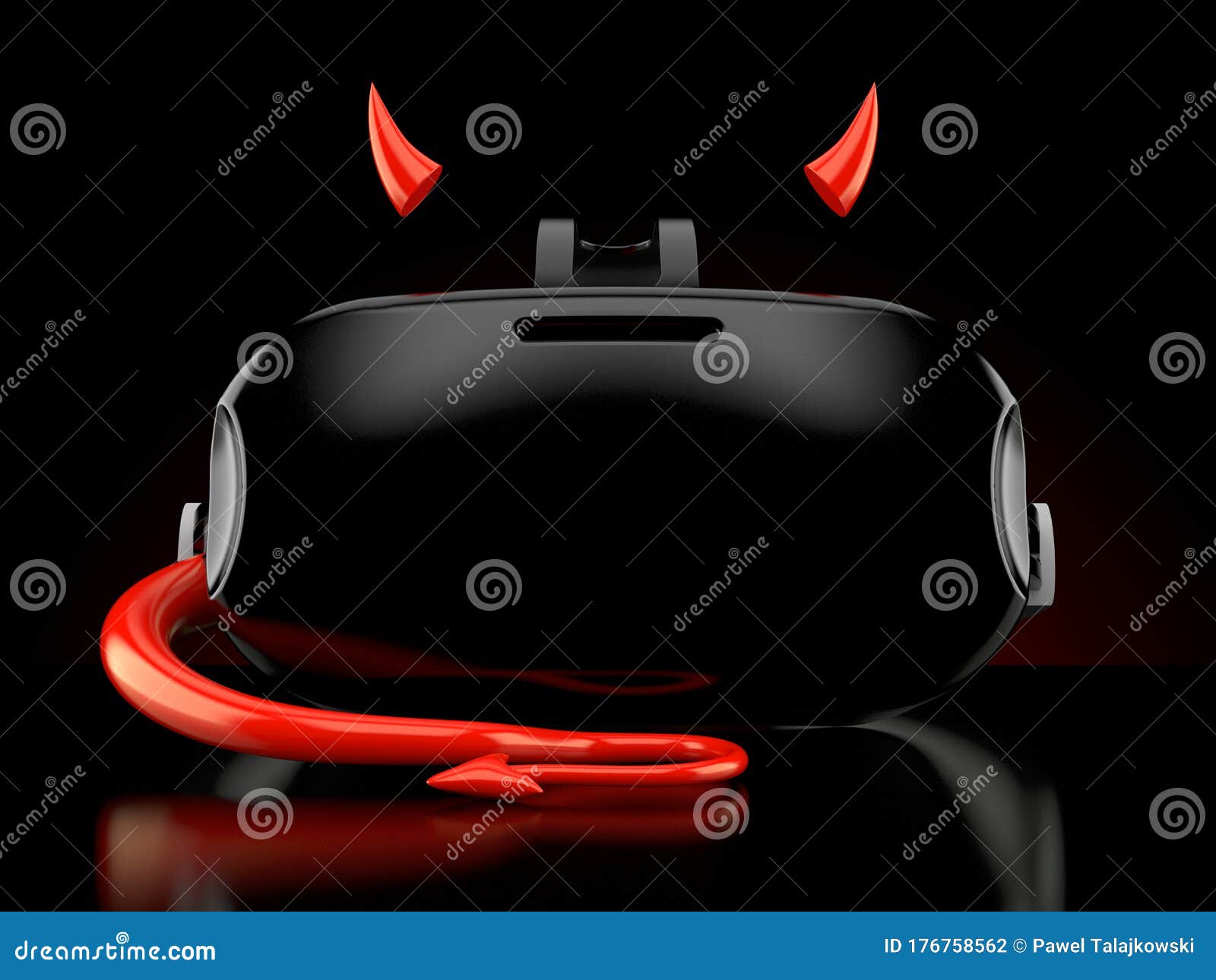 VR Headset with Devil Horns and Tail Stock Illustration - Illustration ...