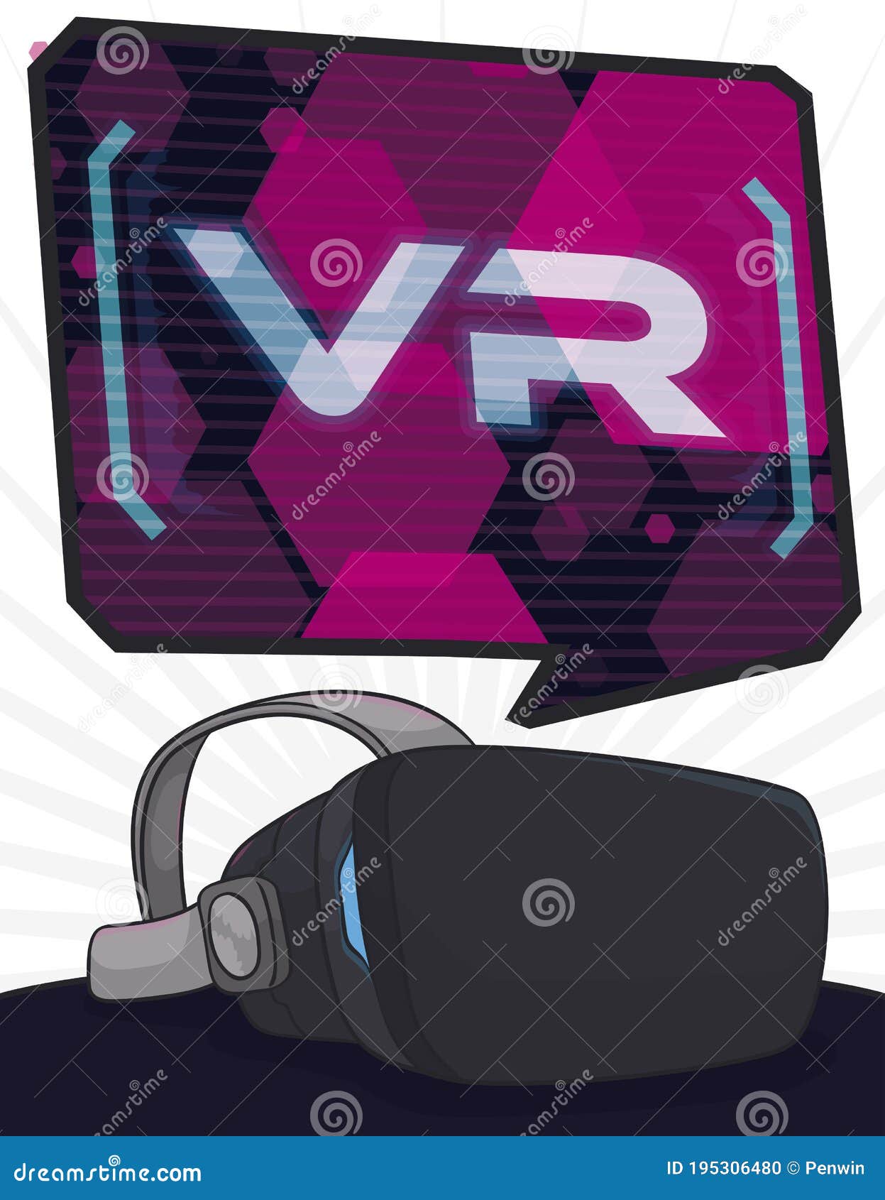 VR Headset with Digital Speech Bubble with Scan Lines, Vector ...