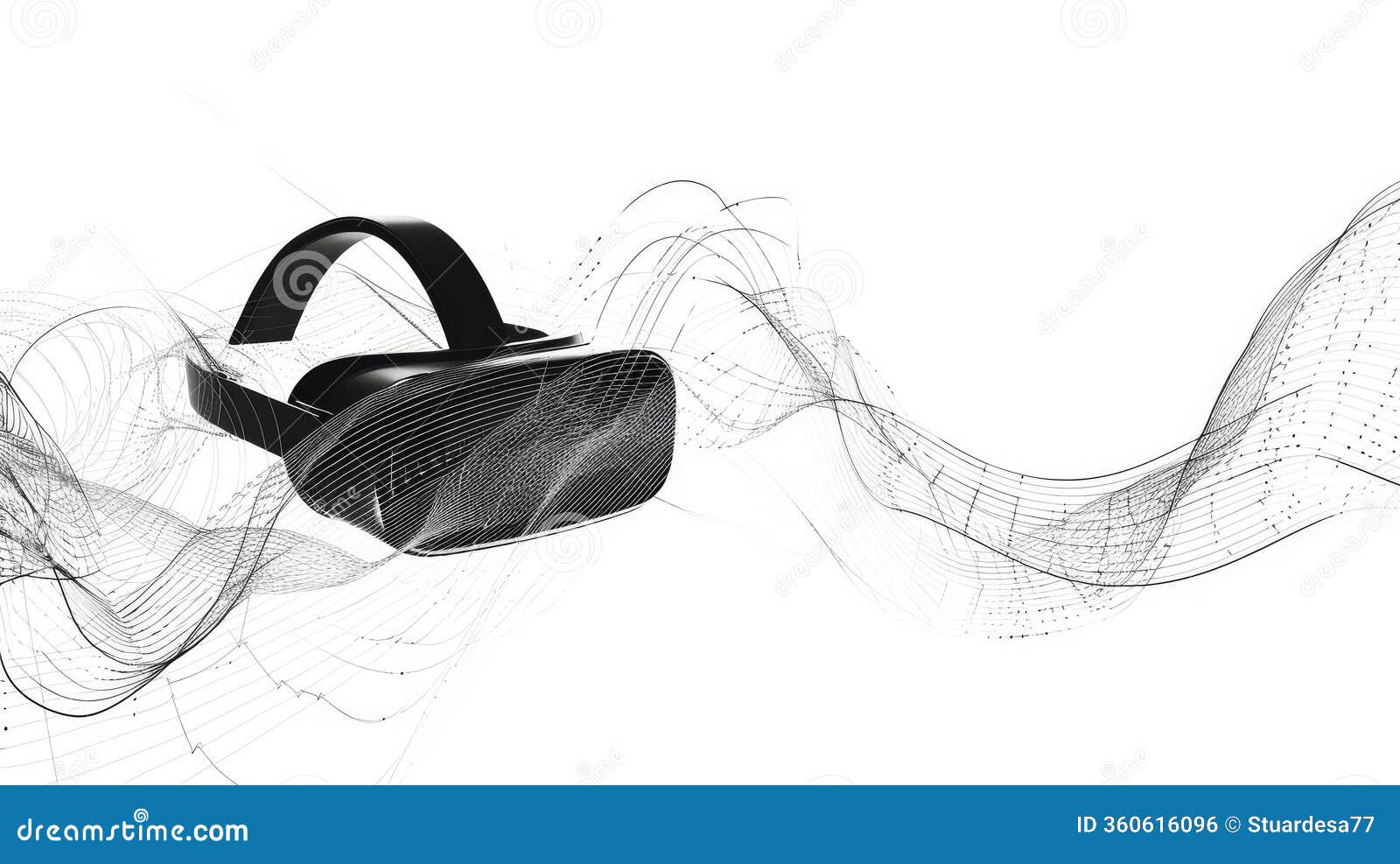 VR Headset with Digital Waveforms, Futuristic Abstract Design Stock ...