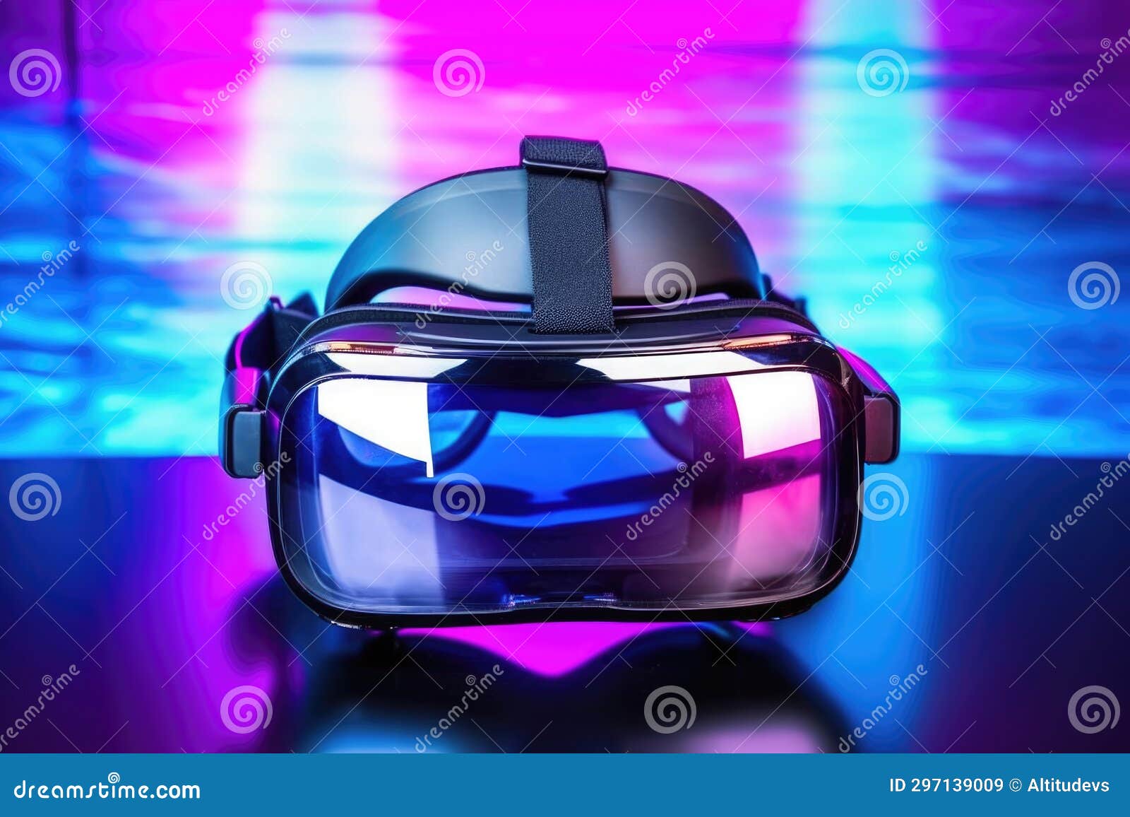 Vr Headset Displayed on a Bright Led Screen Background Stock Image ...