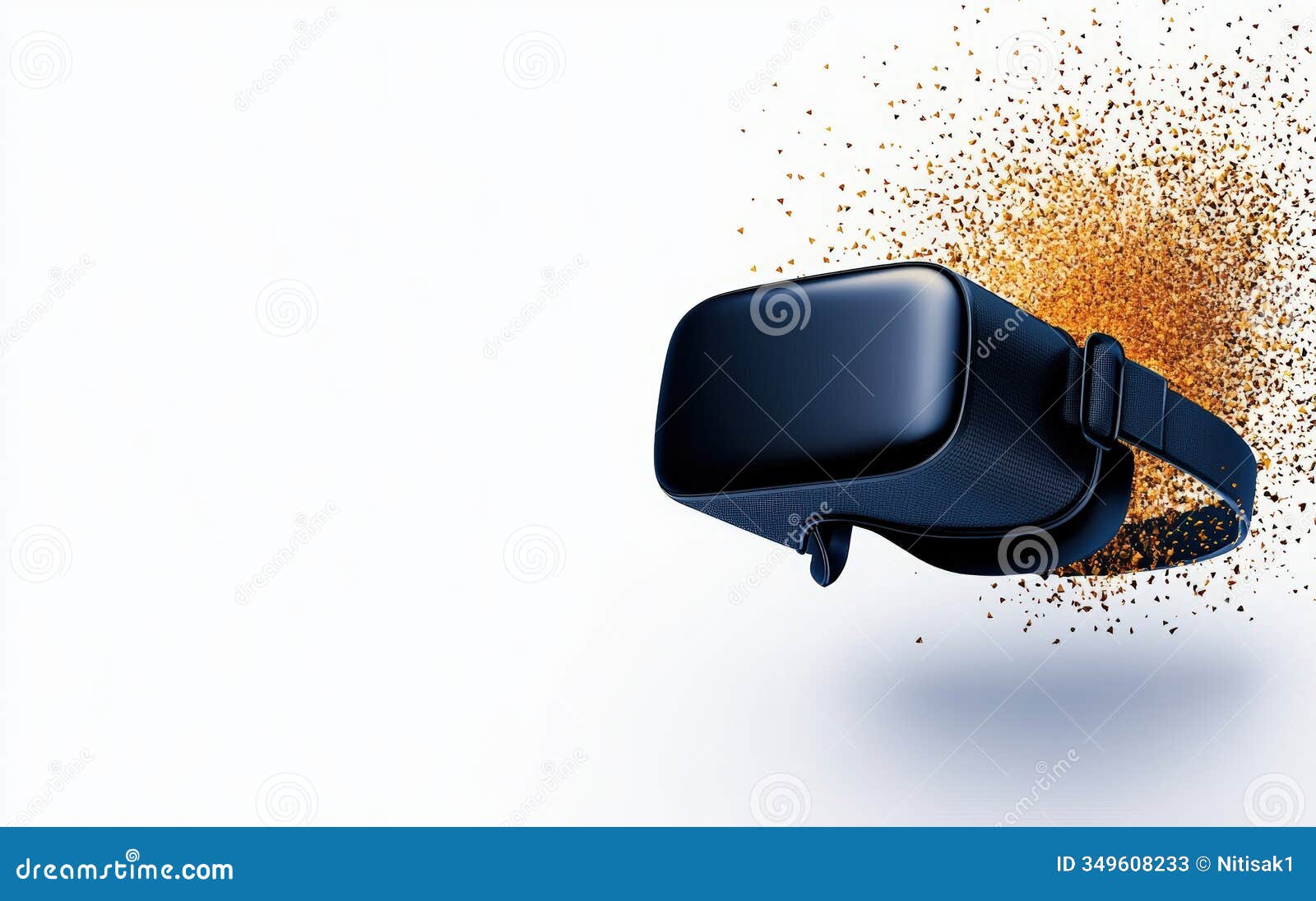 VR Headset with Explosion of Particles Stock Illustration ...