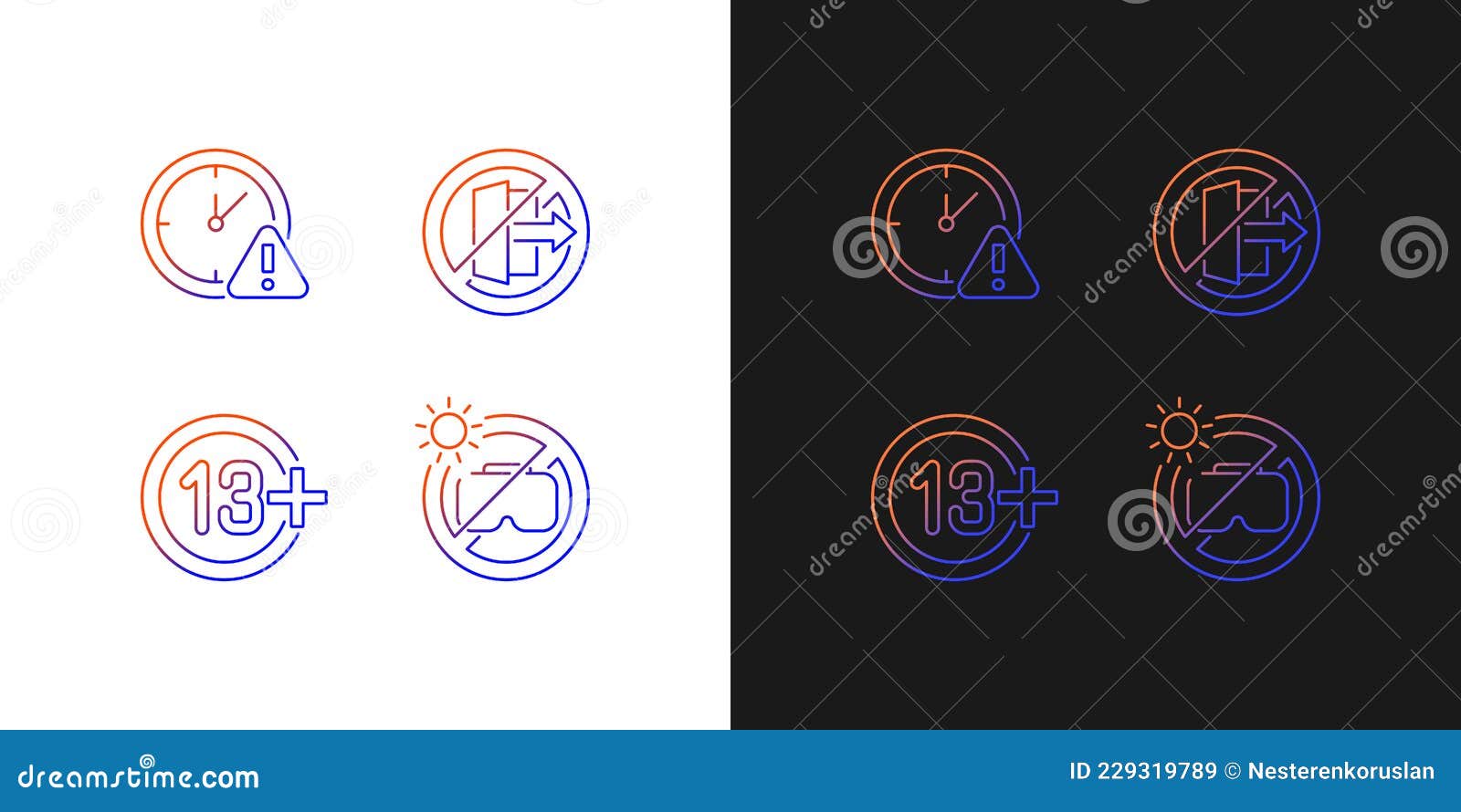 Vr Headset Gradient Manual Label Icons Set for Dark and Light Mode ...