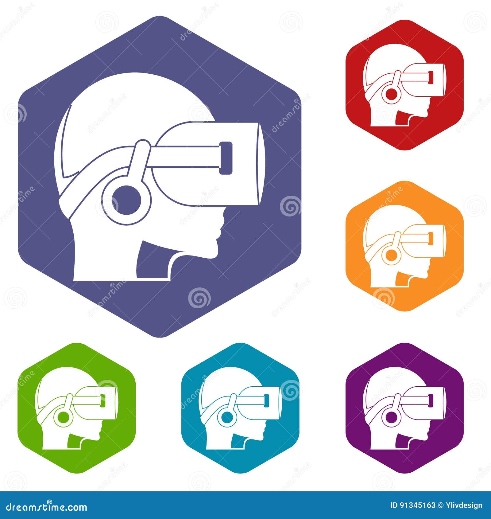 Vr Headset Icons Set Hexagon Stock Vector - Illustration of innovation ...