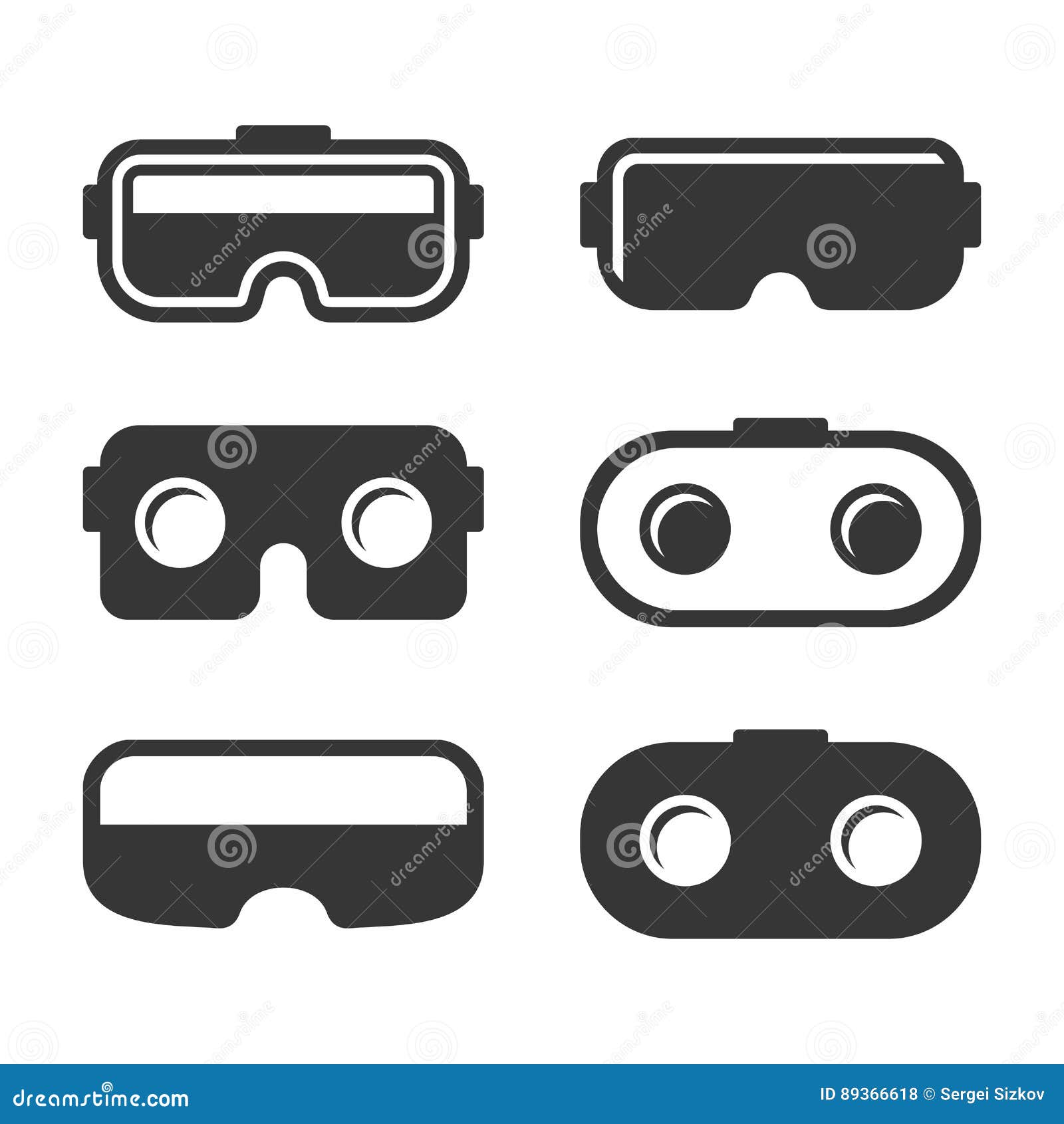 VR Headset Icons Set on White Background. Vector Stock Vector ...