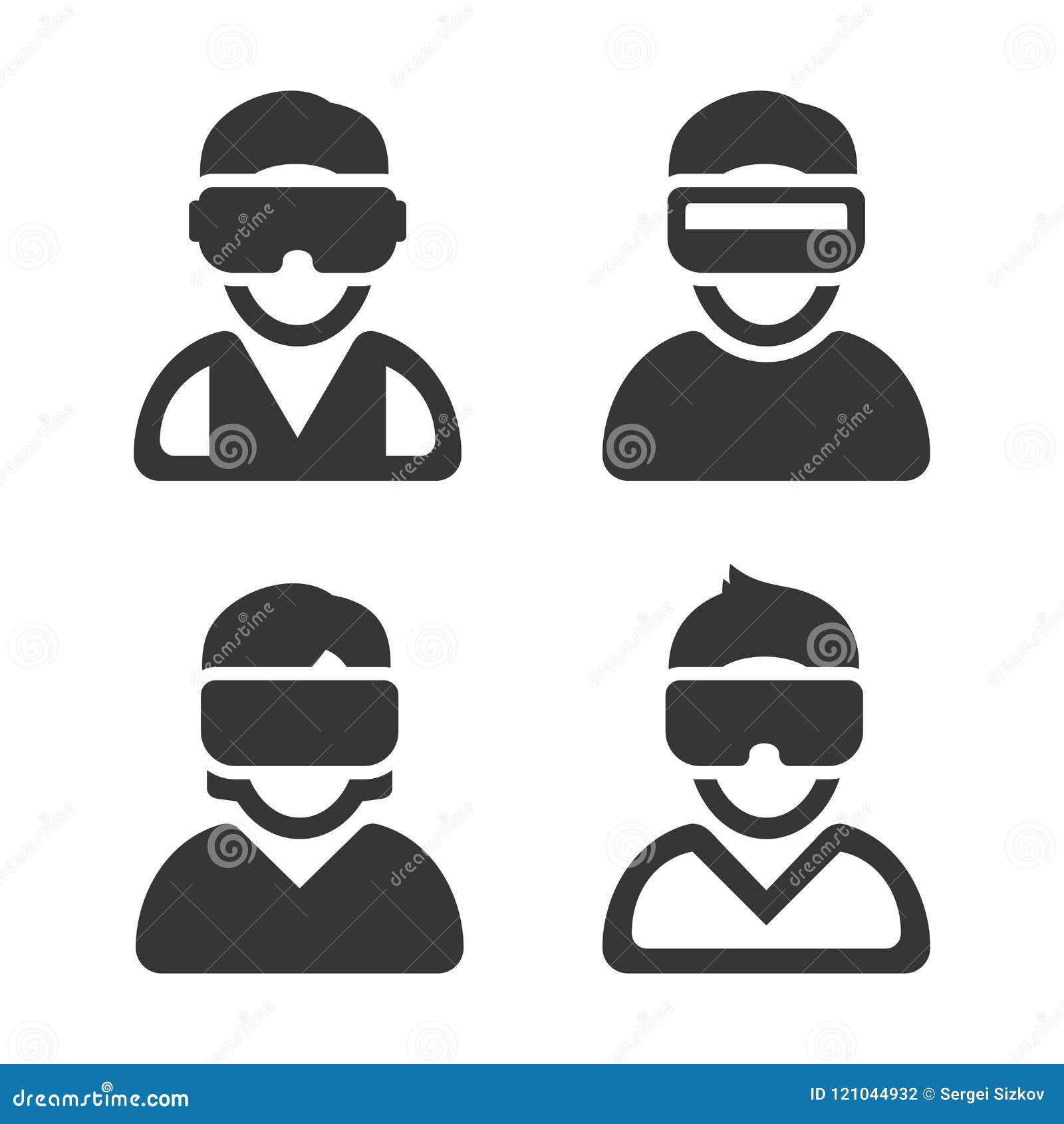 VR Headset Icons Set on White Background. Vector Stock Vector ...