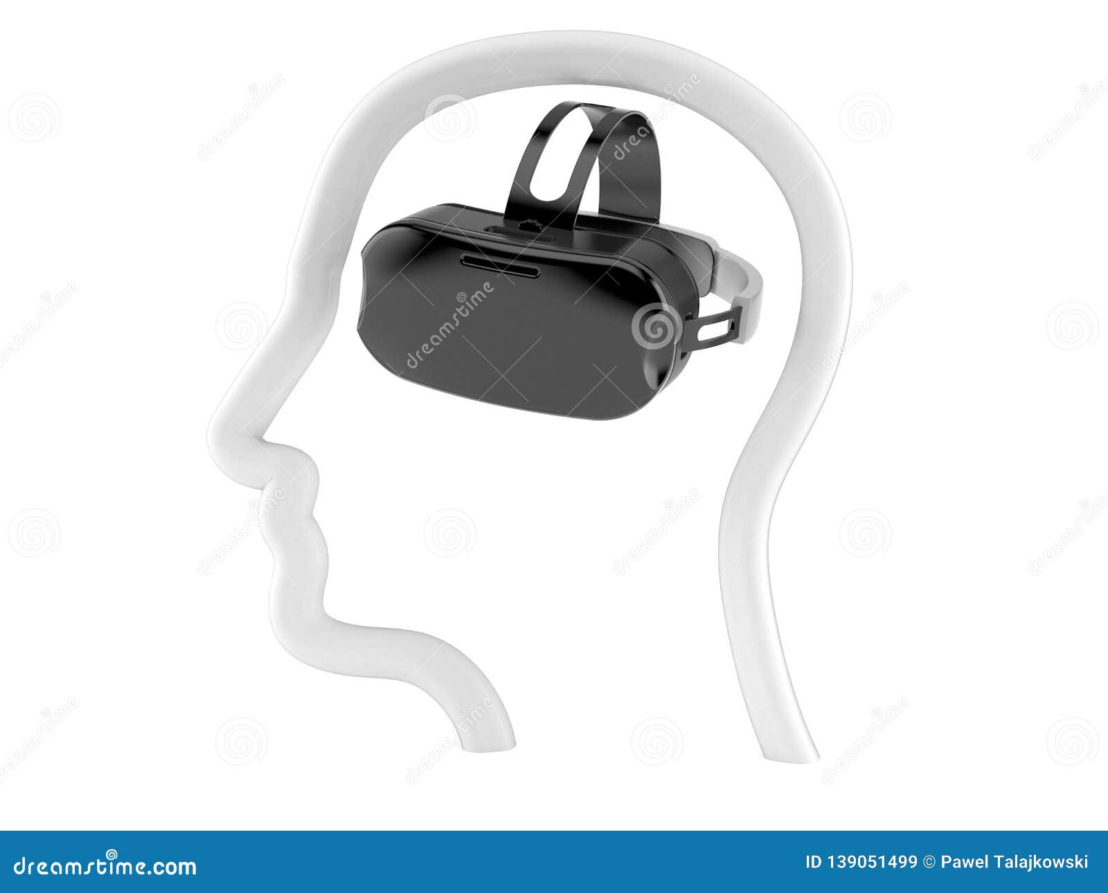 VR Headset Inside Head Profile Stock Illustration - Illustration of ...