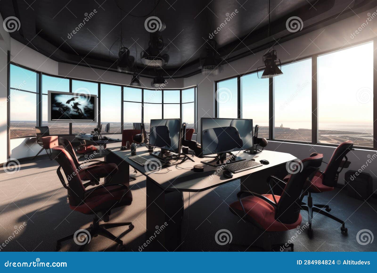 Vr Headset Integrated Conference Room Setup Stock Illustration ...