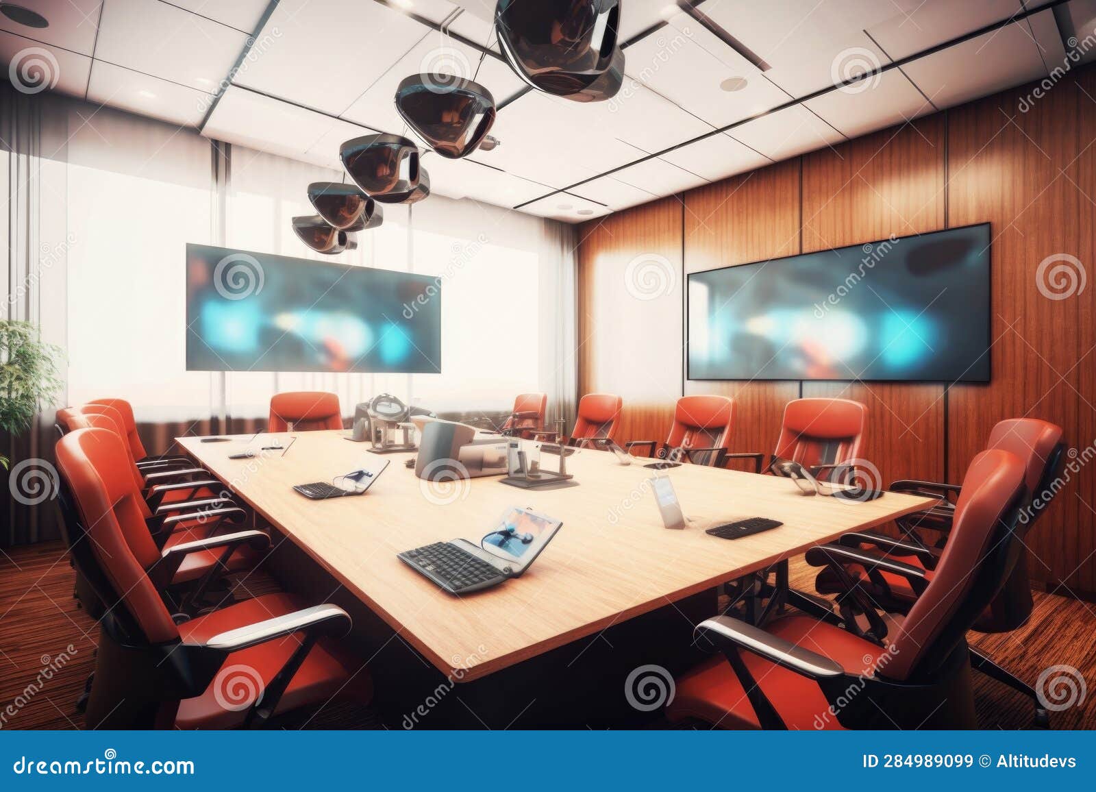Vr Headset Integrated Conference Room Setup Stock Illustration ...