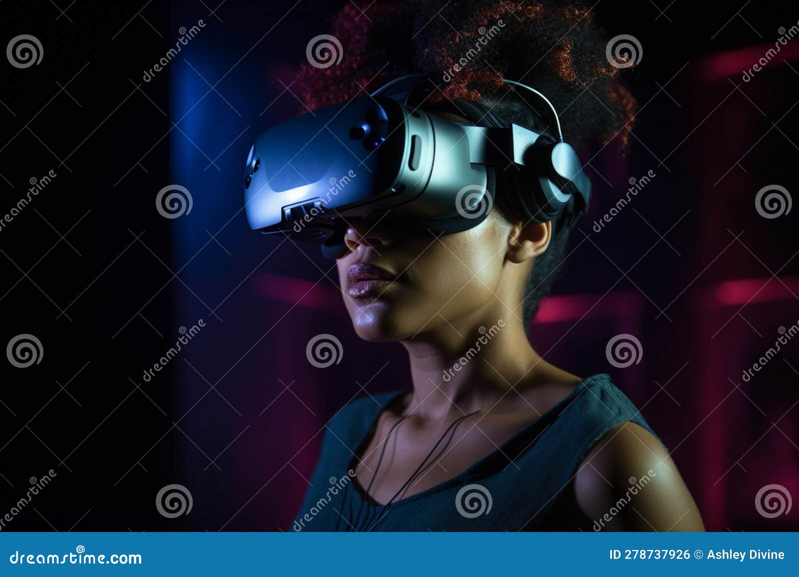 VR Headset on Model Interacting with Digital World. Ai Generated ...