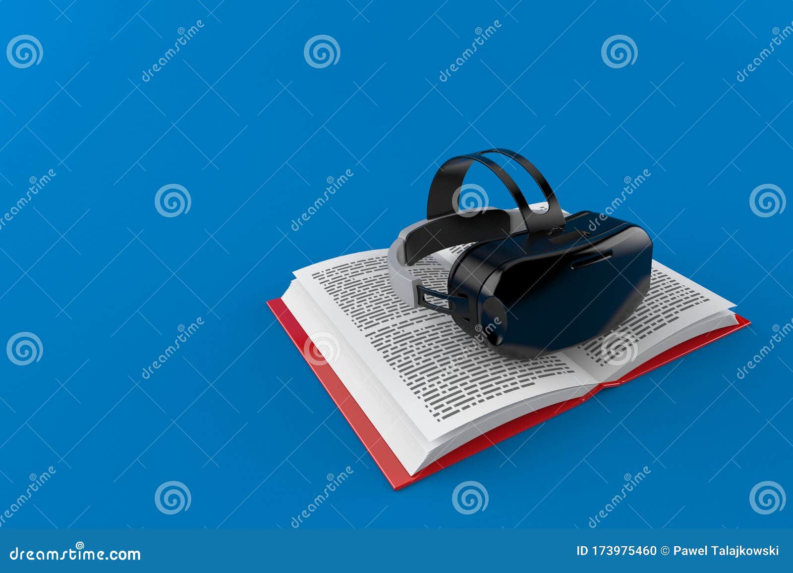 VR headset on open book stock illustration. Illustration of digital ...