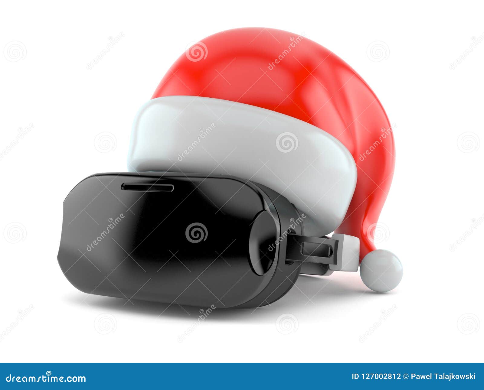 VR headset with santa hat stock illustration. Illustration of video ...