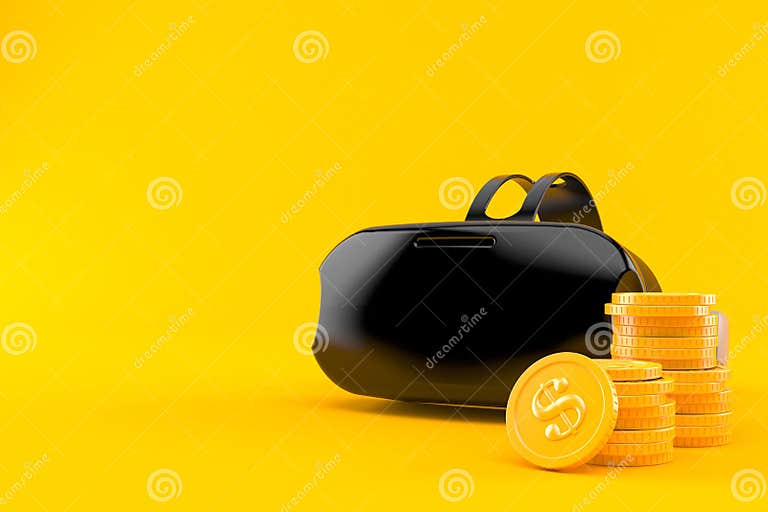VR Headset with Stack of Coins Stock Illustration - Illustration of ...