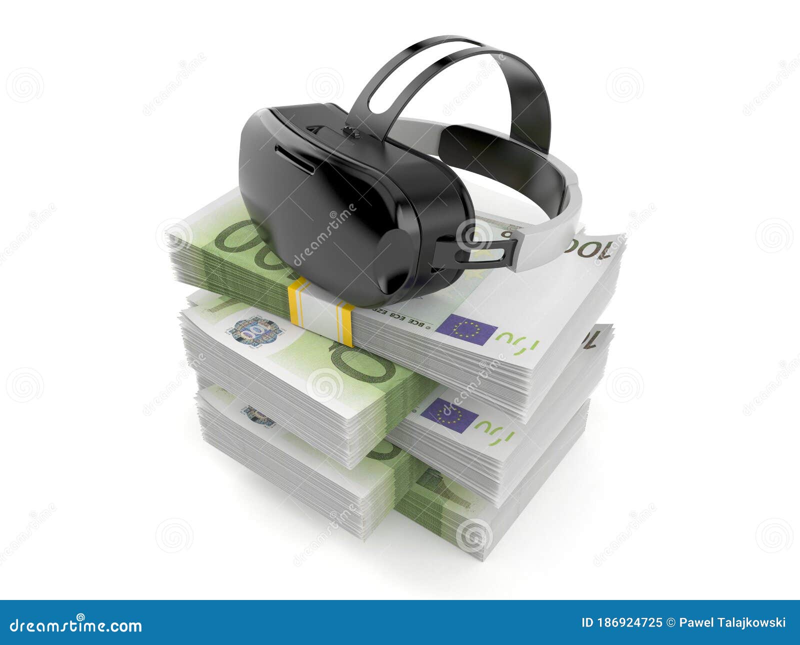 VR Headset on Stack of Money Stock Illustration - Illustration of ...