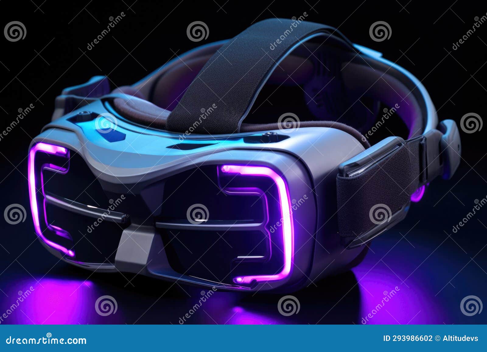 Vr Headset with Surrounding Blue and Purple Led Lights Stock Photo ...