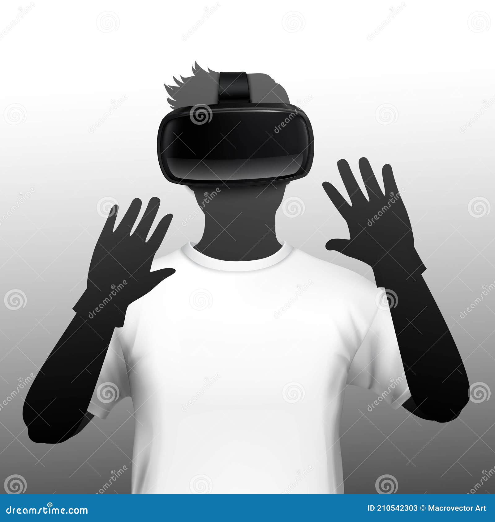 VR Headset User Silhouette Front Image Stock Vector - Illustration of ...