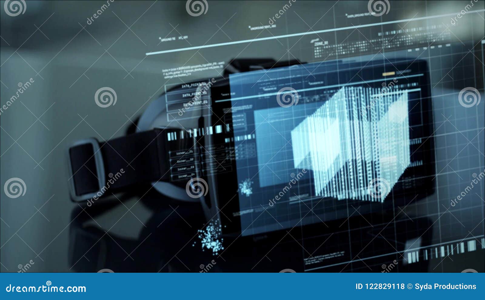 Vr Headset with Virtual Screen and Cube Hologram Stock Footage - Video ...