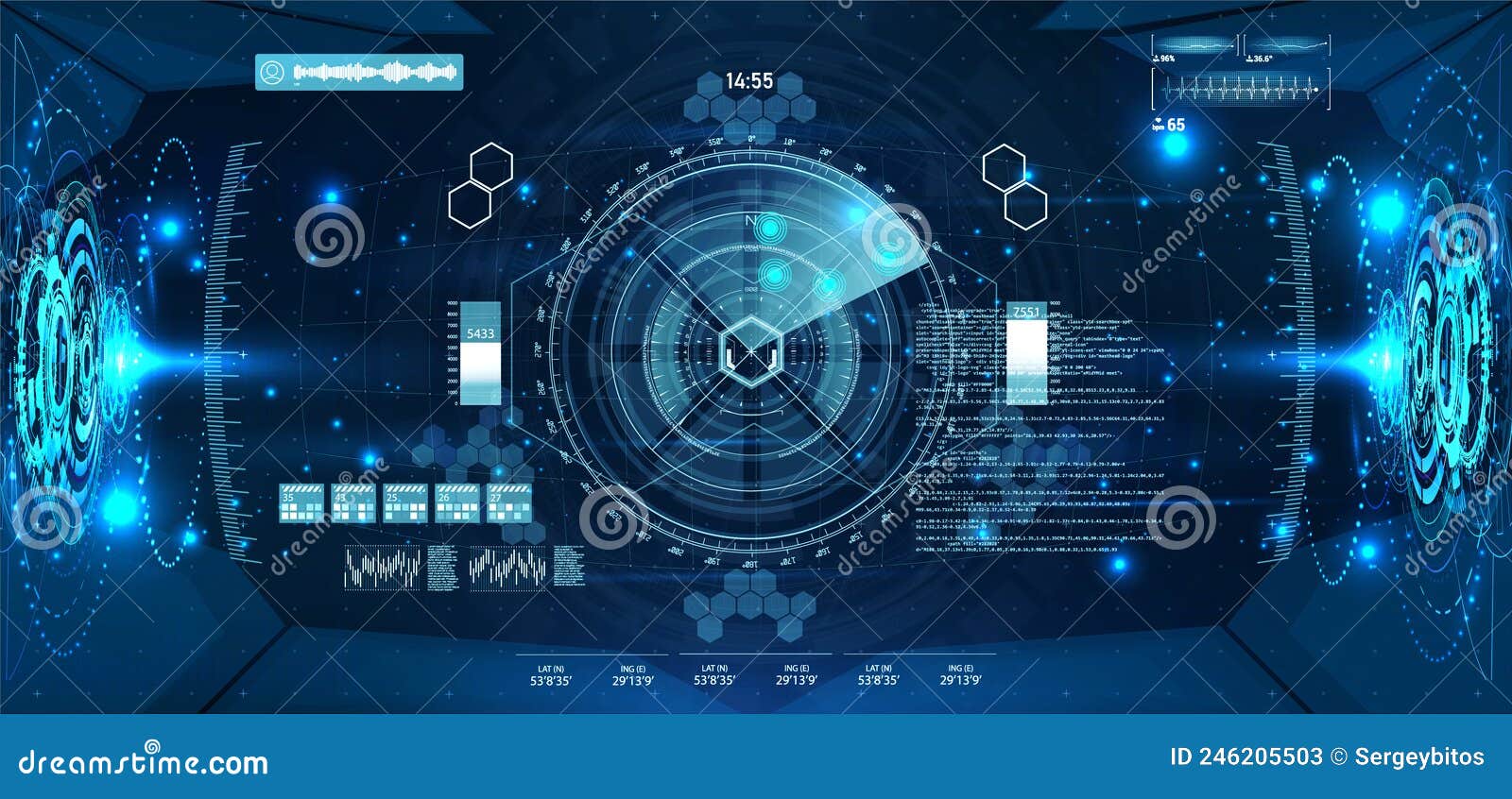 Hud Helmet View. VR Dashboard In Futuristic Glasses Or Spaceship ...