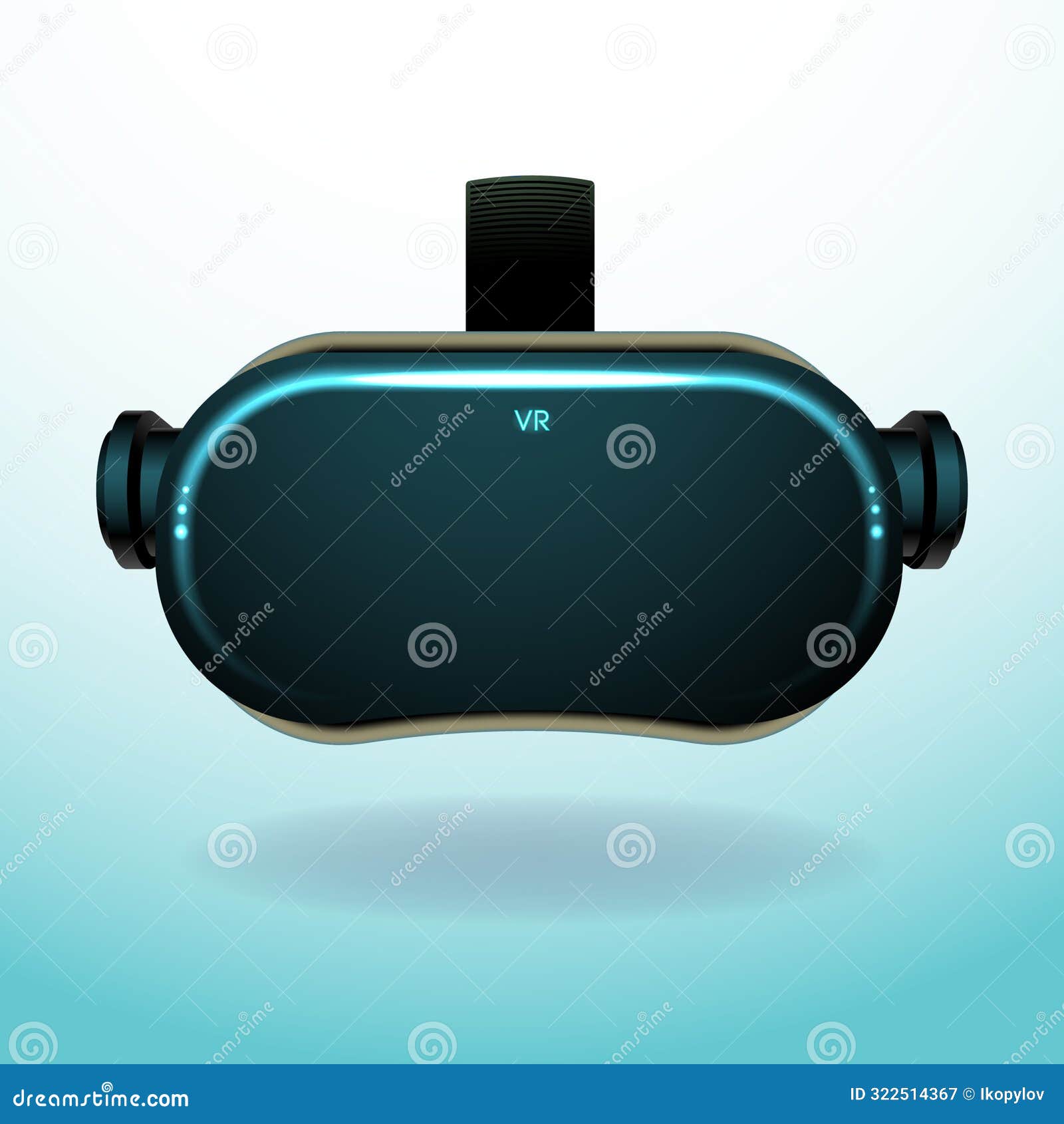 VR Helmet or Virtual Reality Glasses, Front View, Realistic Vector ...
