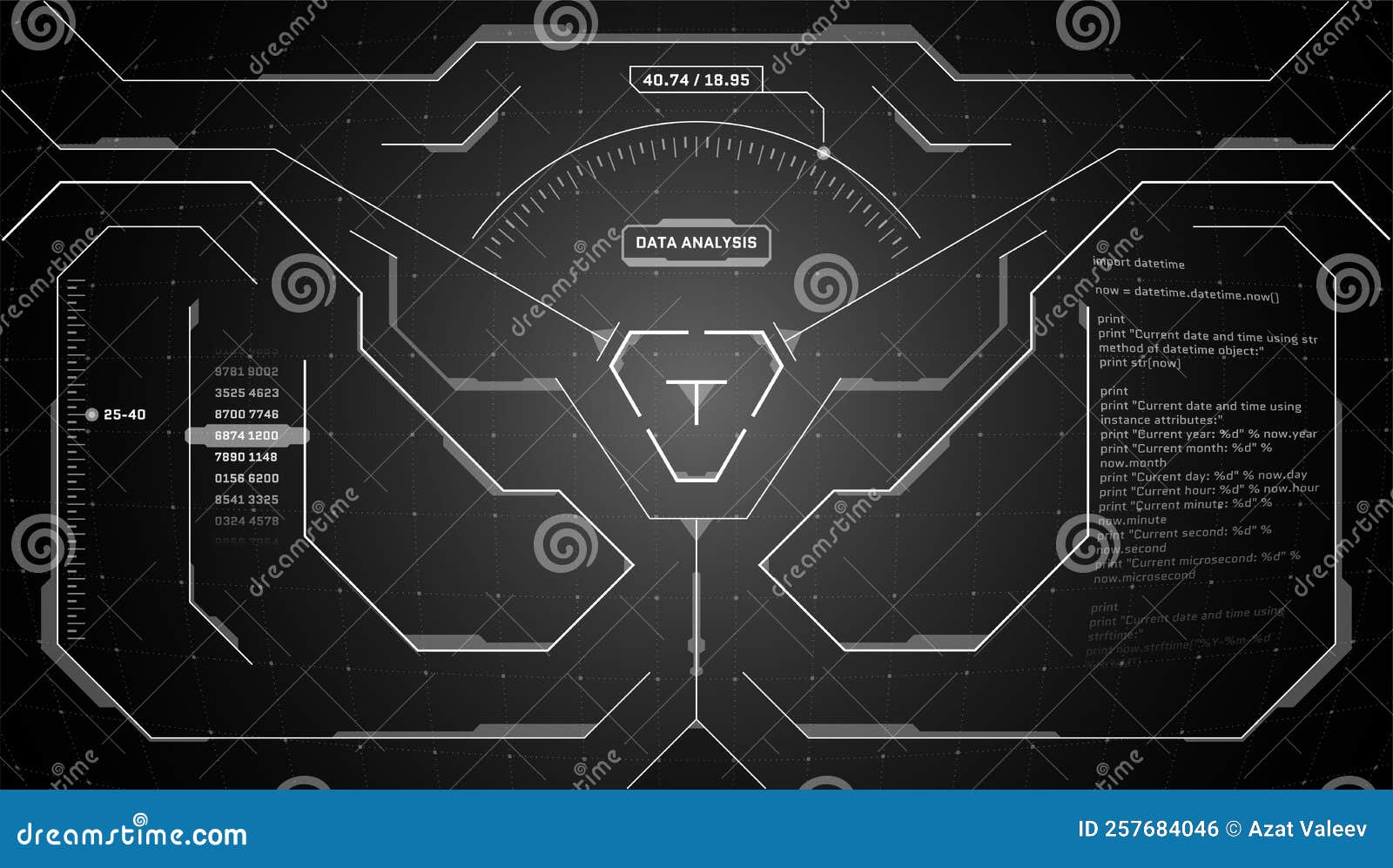 VR HUD Digital Futuristic Interface Cyberpunk Screen Design. Sci-fi ...