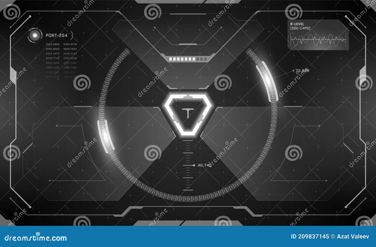 VR HUD Futuristic Interface Cyberpunk Control Panel Screen Black Design ...