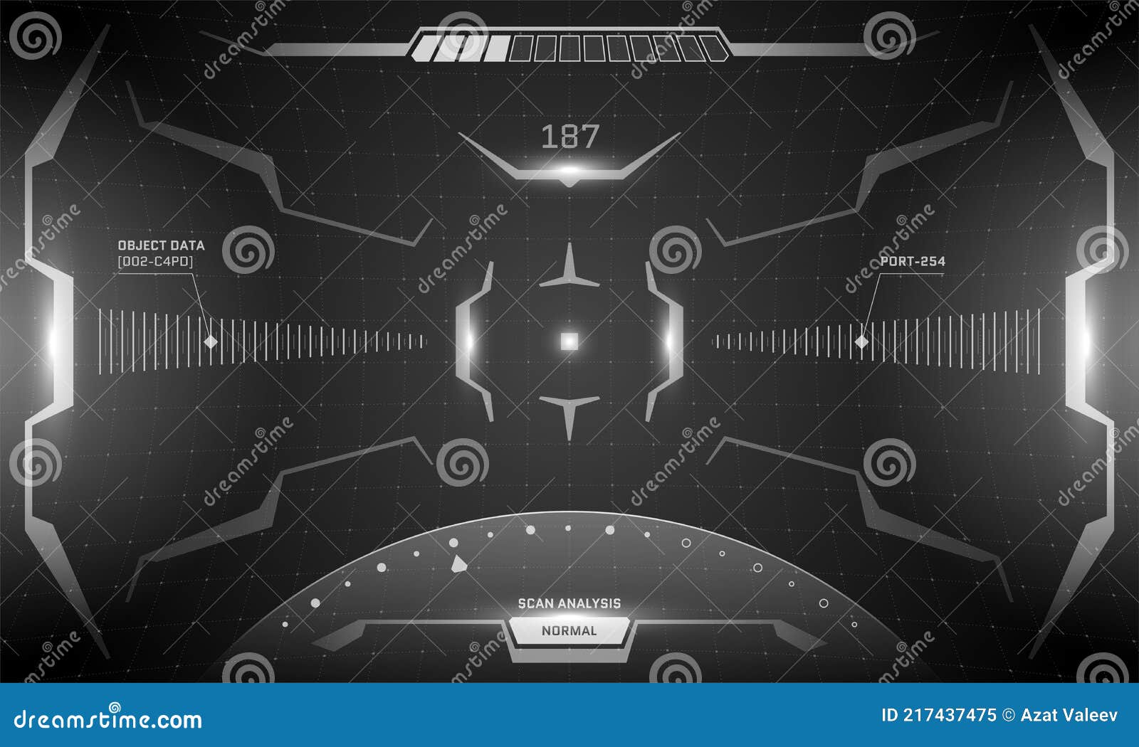 VR HUD Interface Cyberpunk Screen Black And White Design Concept ...