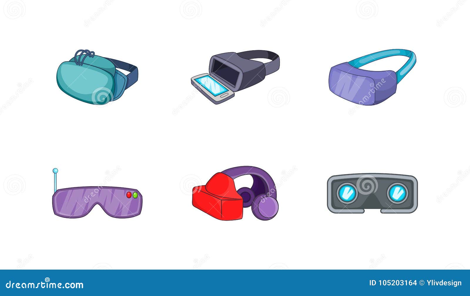 VR icon set, cartoon style stock vector. Illustration of helmet - 105203164